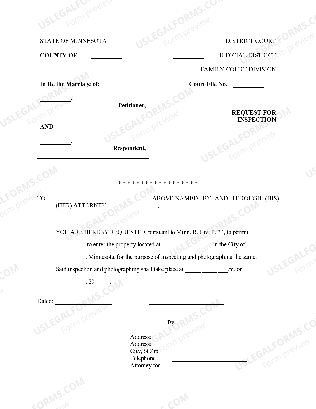 Minnesota Discovery - Minnesota Discovery Request To Inspect | US Legal ...
