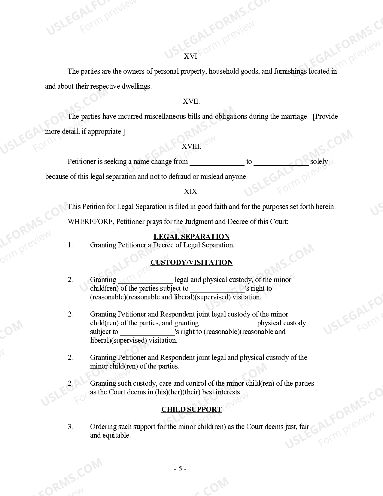 Minnesota Petition for Legal Separation - Minnesota Legal Separation ...