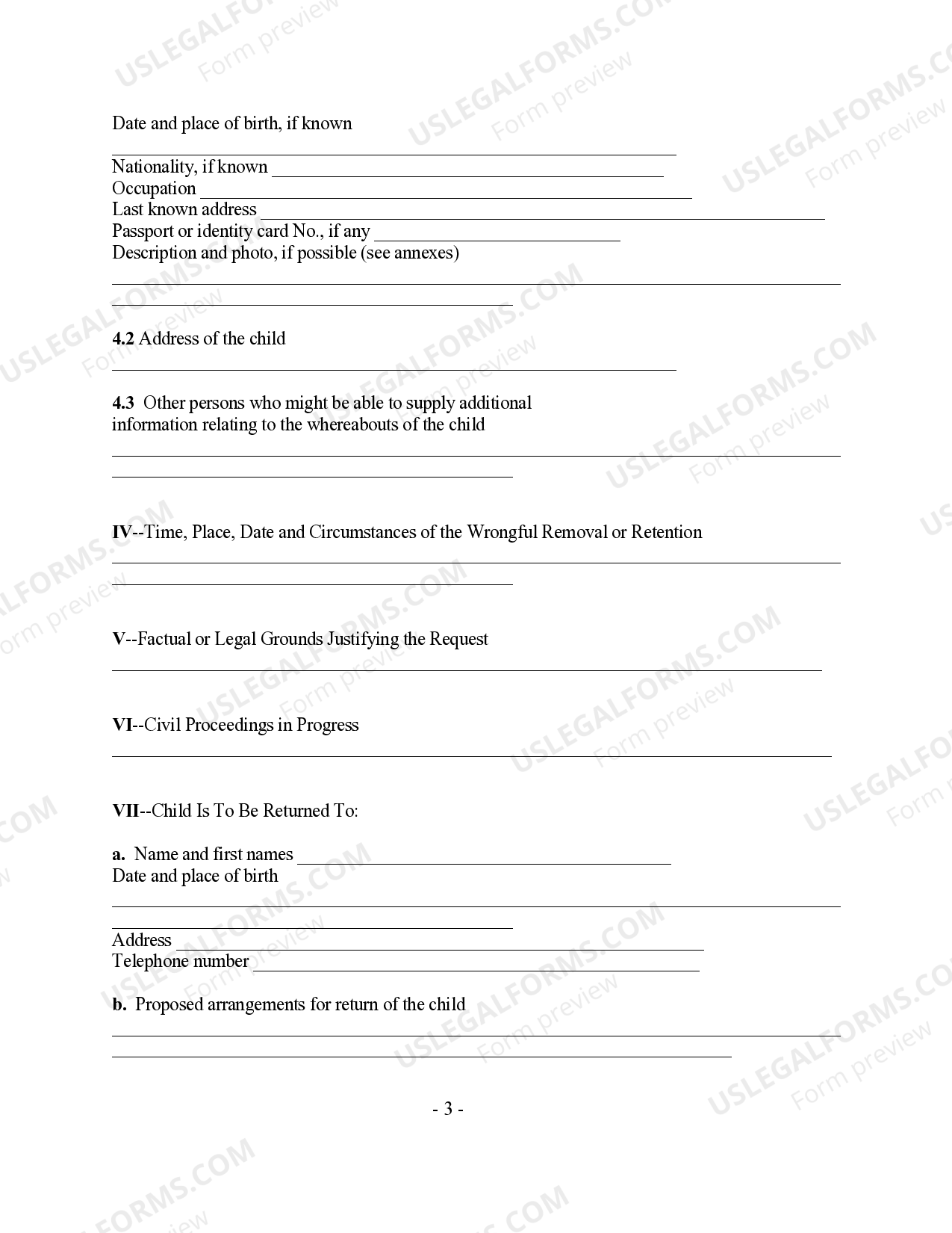 Minnesota Notice of Child Abduction - Request for Return - Child ...