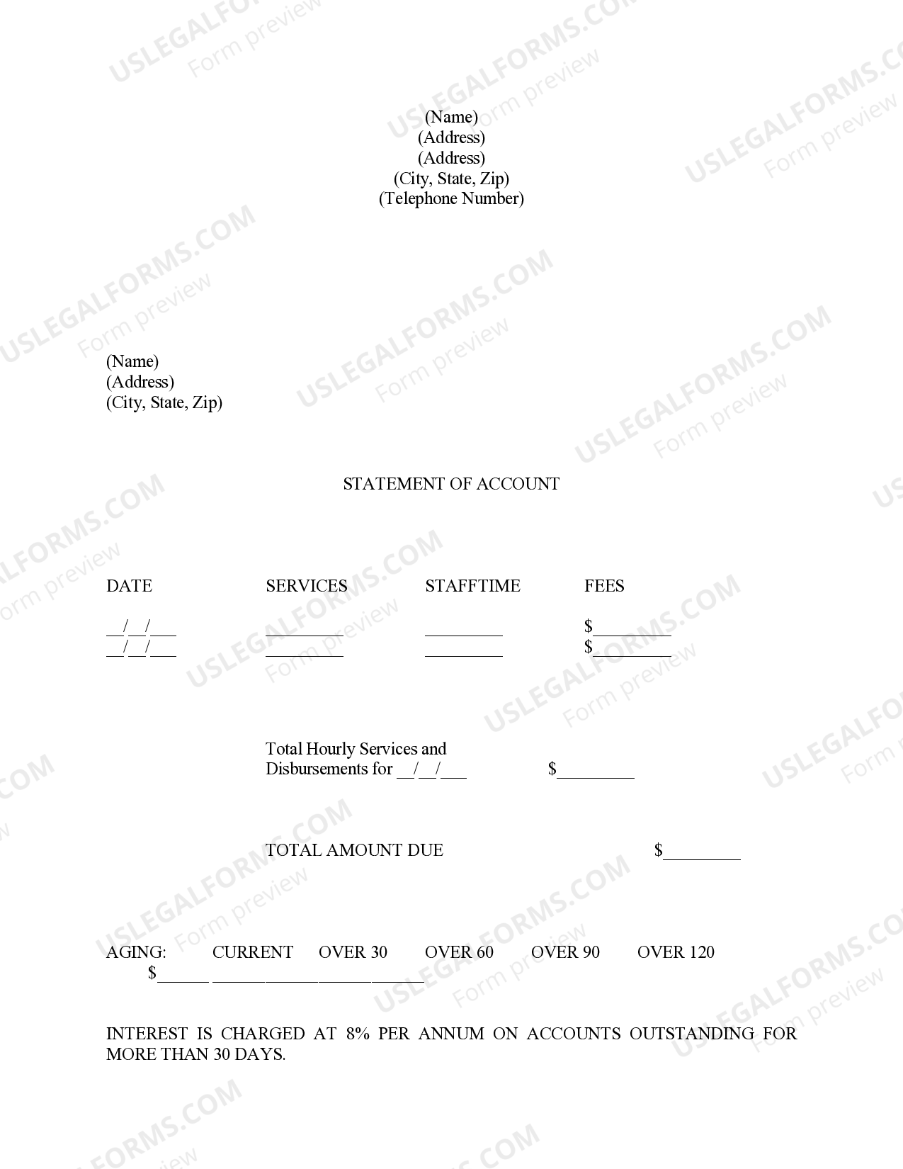 Minnesota Model Statement of Client's Account - template | US Legal Forms