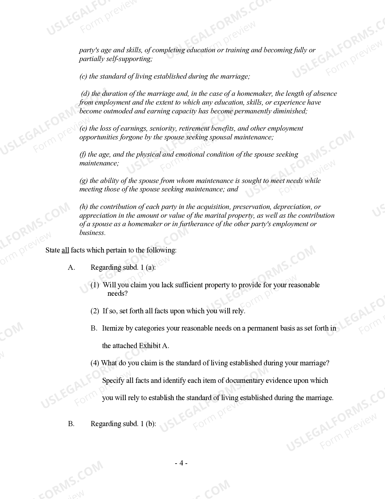 Minnesota Discovery - Generic First Set of Interrogatories for Divorce ...