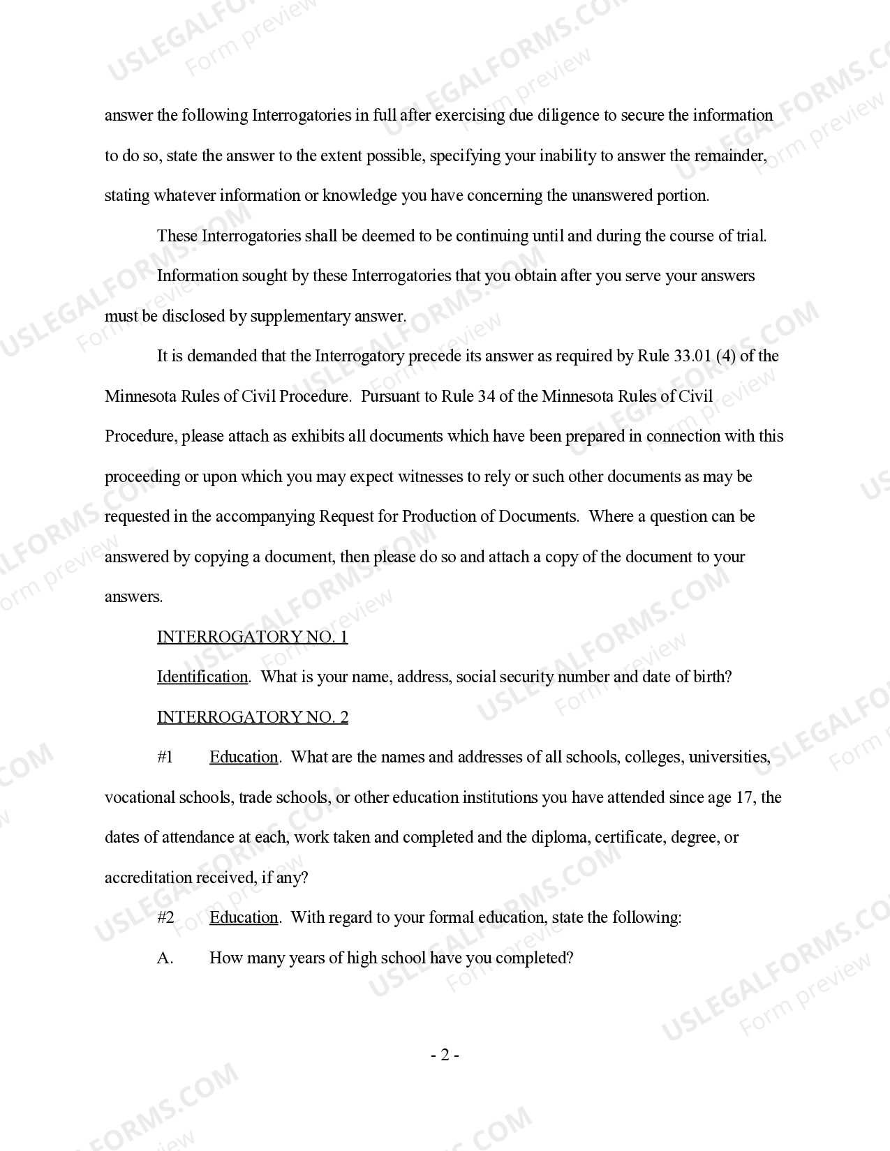 Minnesota Discovery - First Set of Interrogatories to Petitioner - or ...