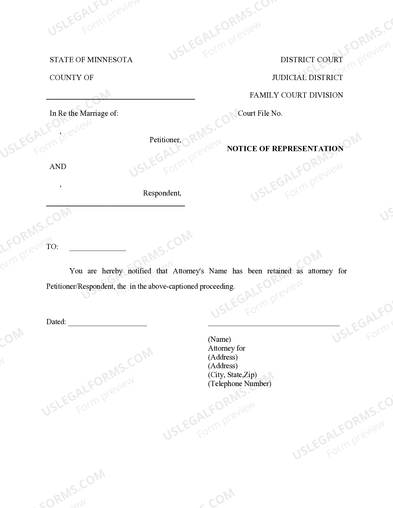 Minnesota Notice of Motion to Enroll as Counsel | US Legal Forms