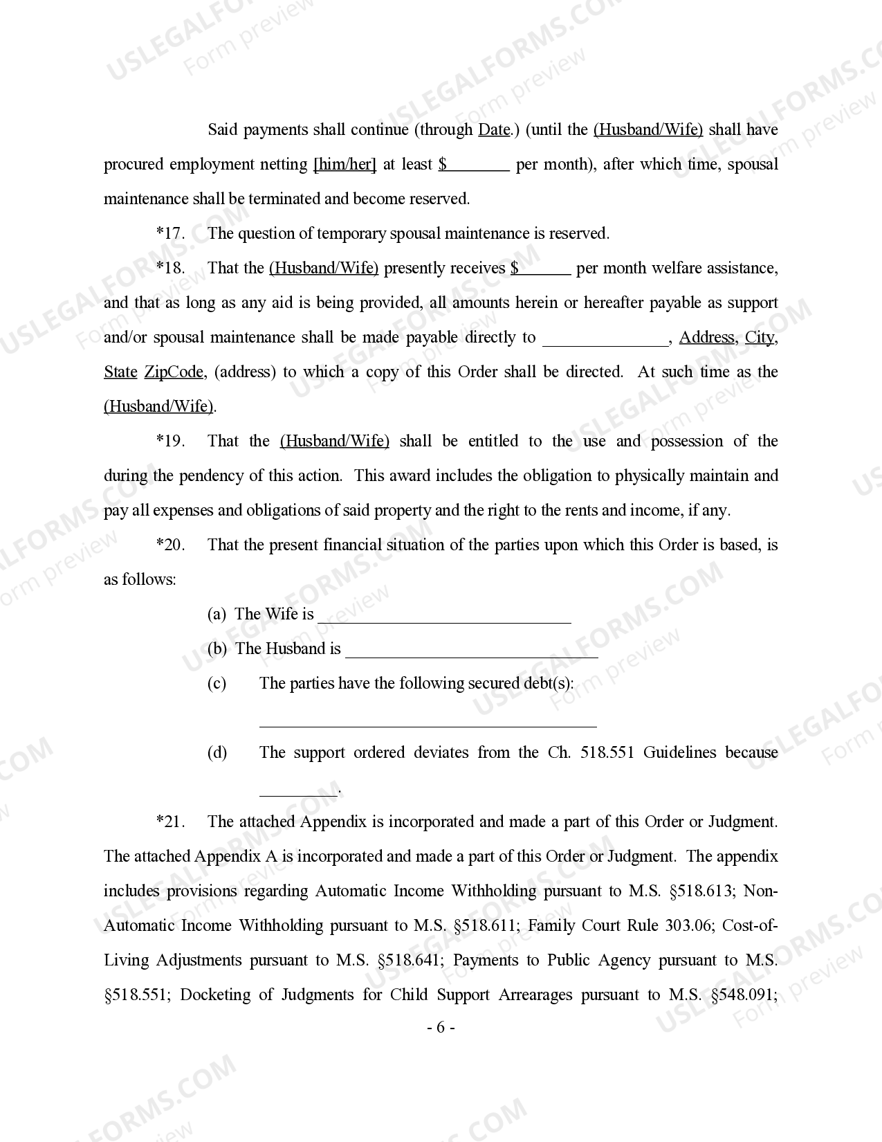 Minnesota Stipulation and Order for Temporary Relief | US Legal Forms