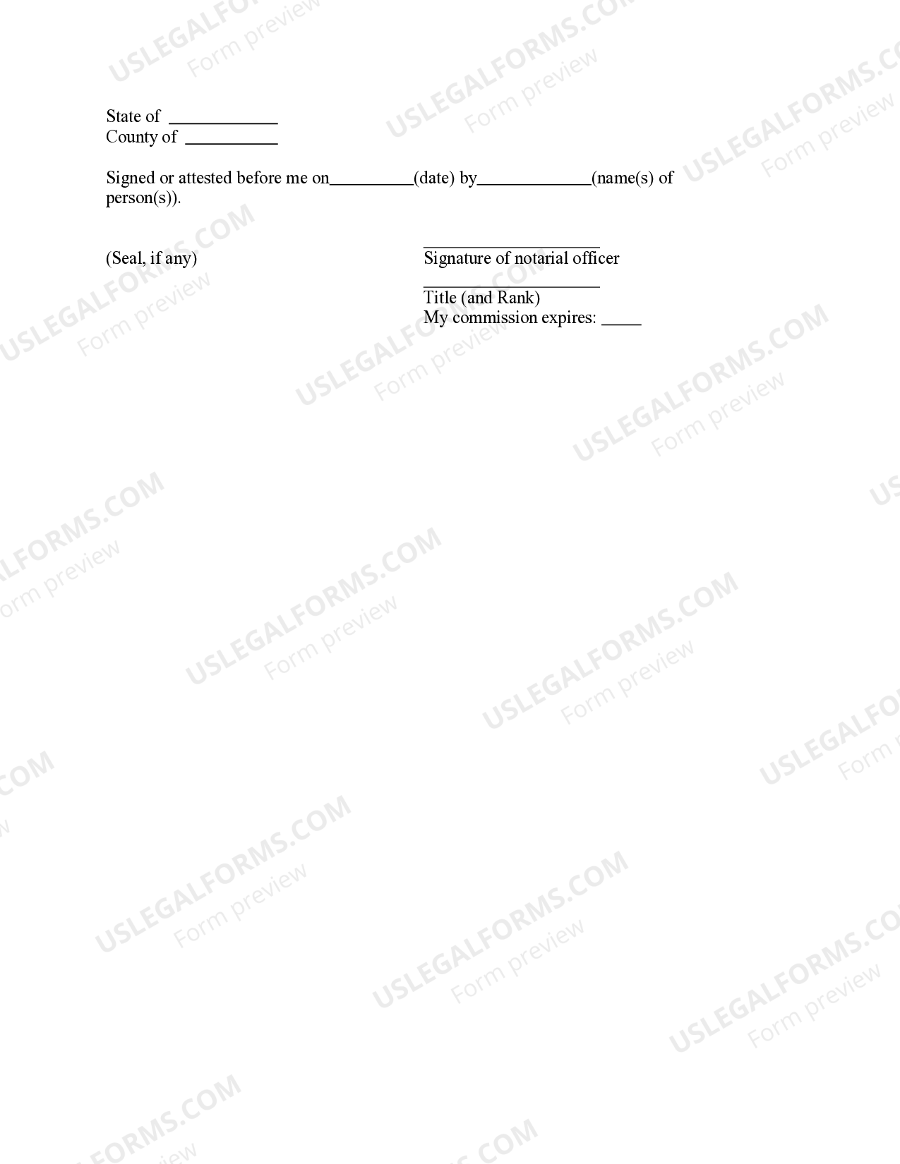 Minnesota Acknowledgment for witness or attesting a signature | US ...