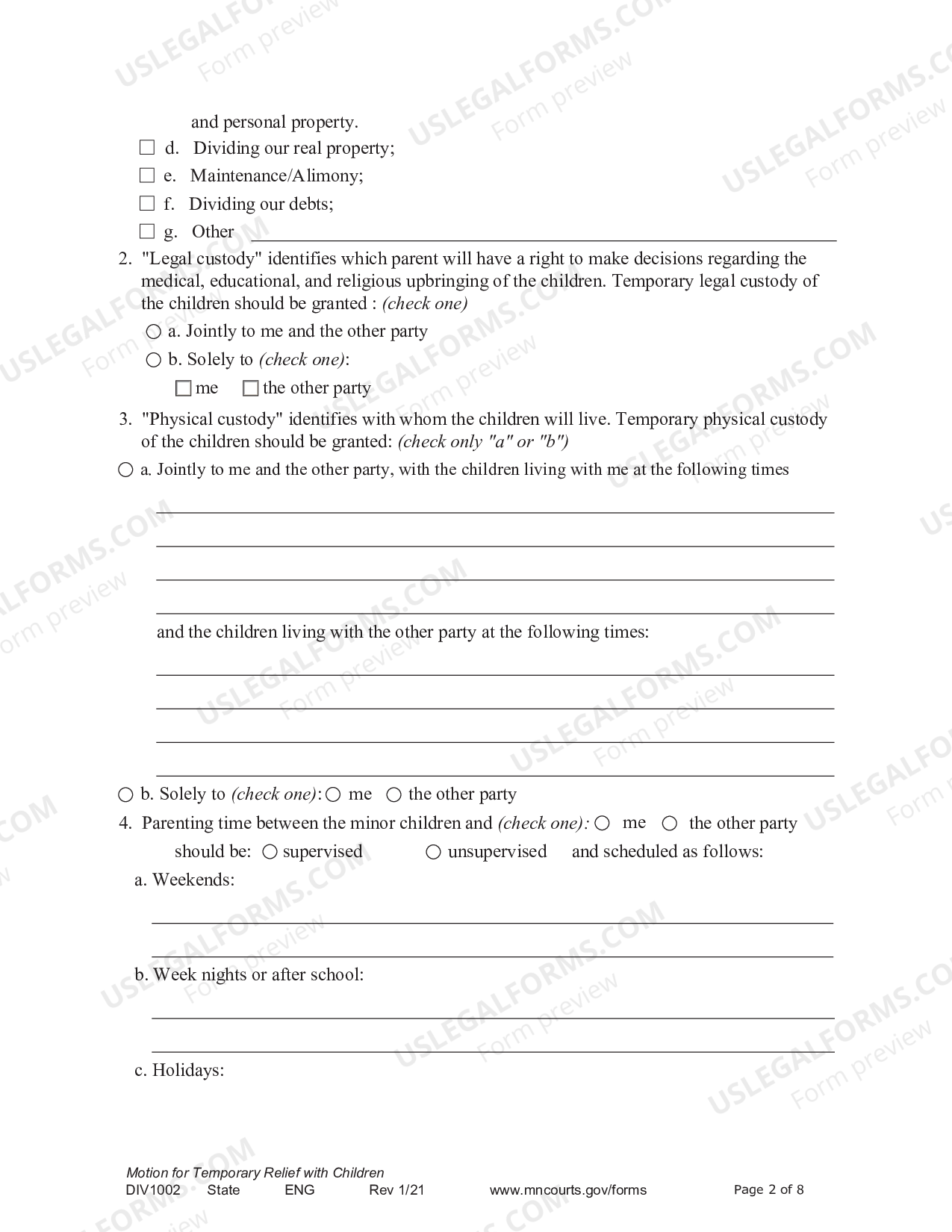 Minnesota Notice of Motion and Motion for Temporary Relief with ...