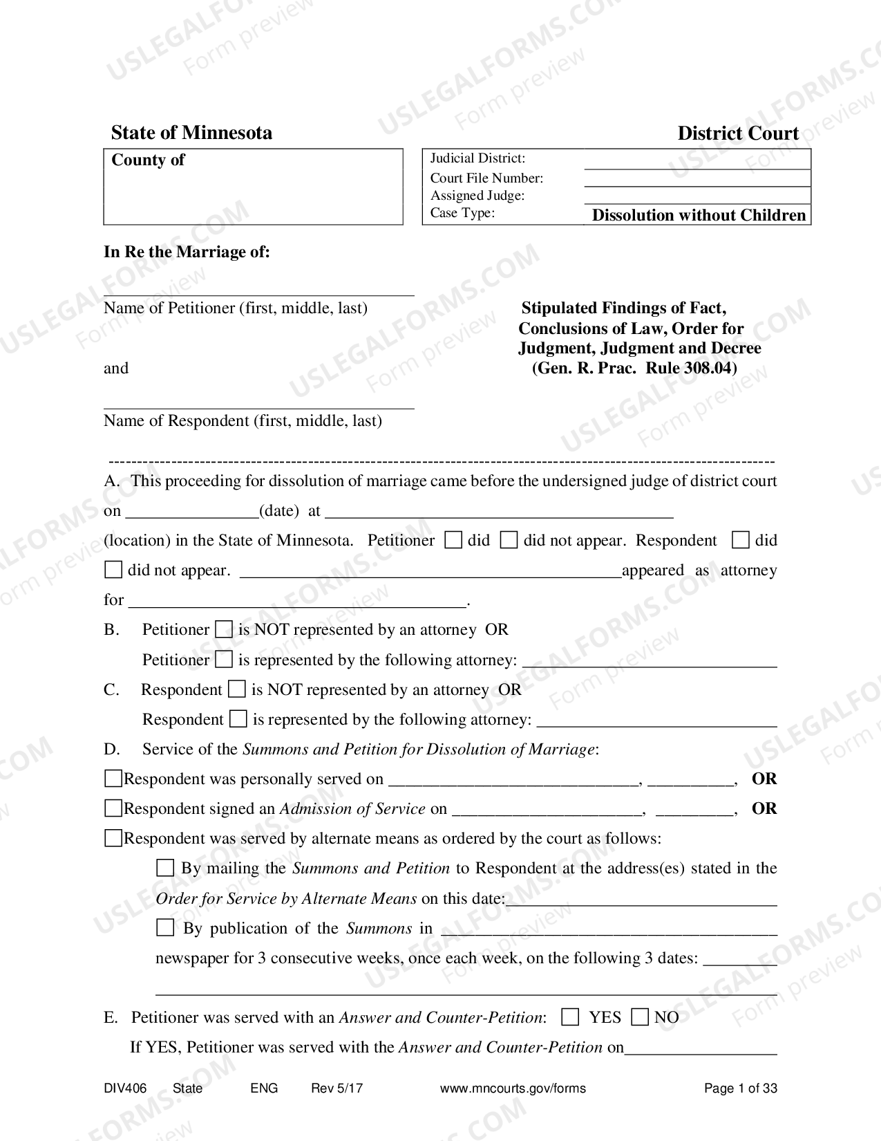 Minnesota Marital Termination Agreement without Children | US Legal Forms