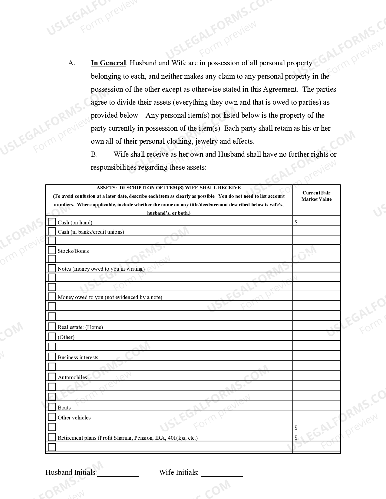 Minnesota Marital Domestic Separation and Property Settlement Agreement ...