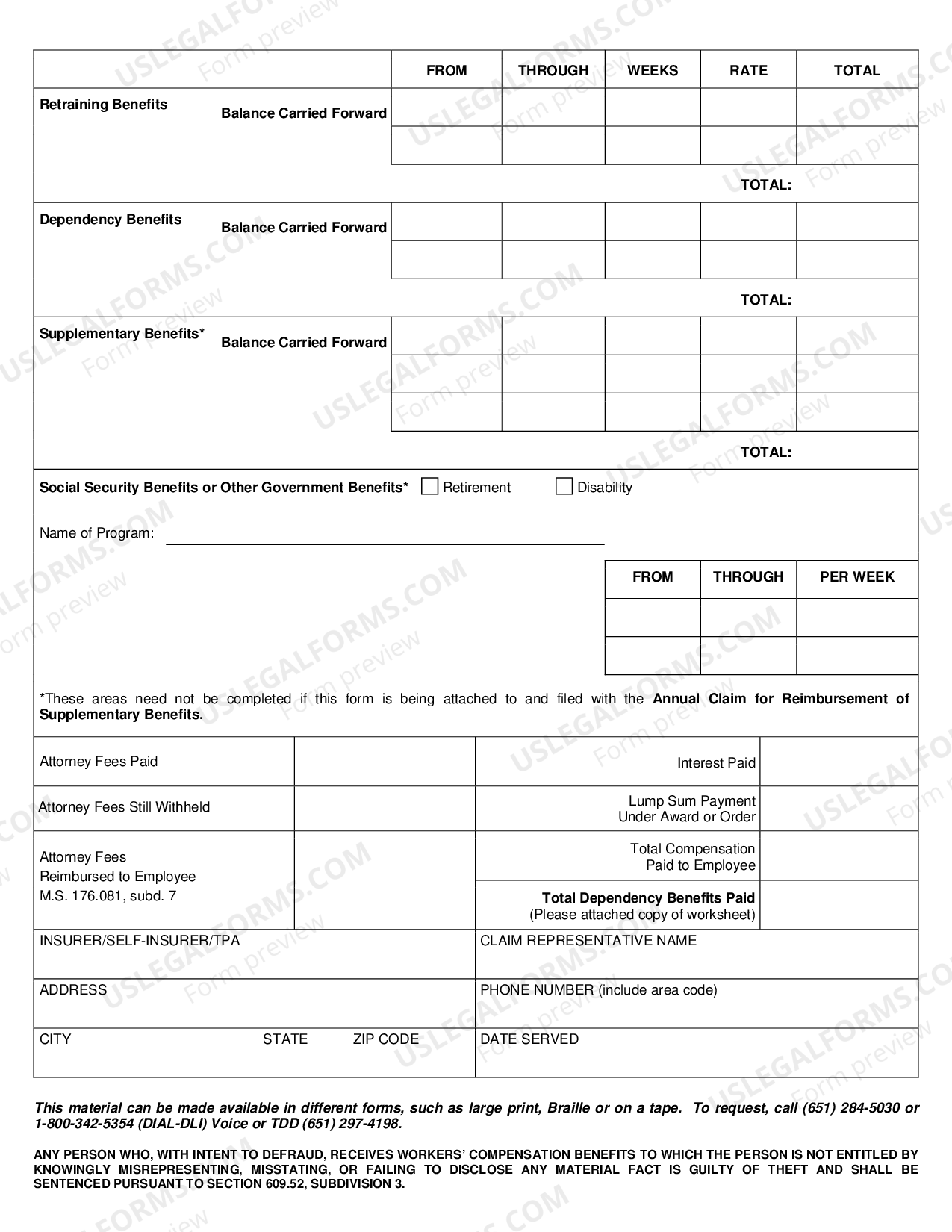 Minnesota Interim Status Report - Workers' Compensation | US Legal Forms