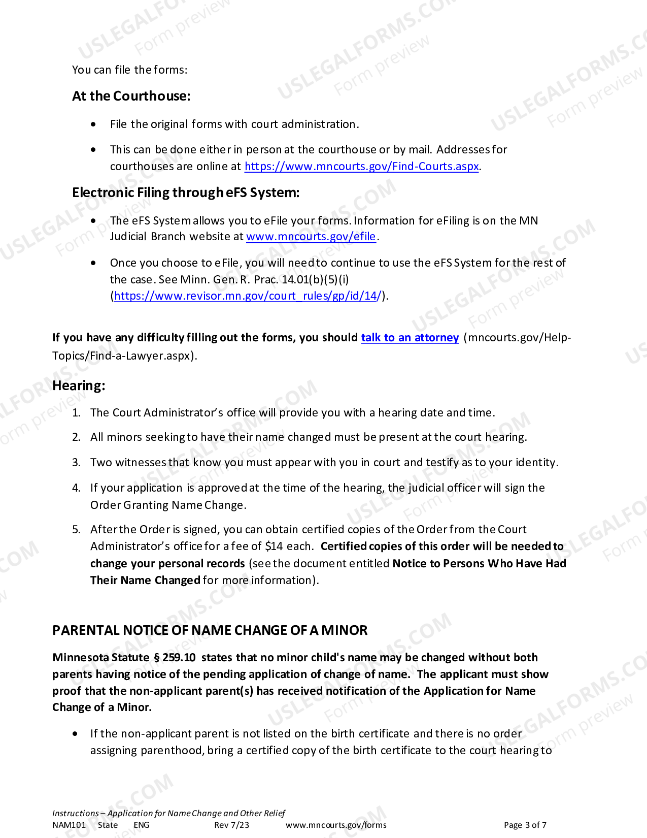 Minnesota Instructions for Name Change Applicants | US Legal Forms