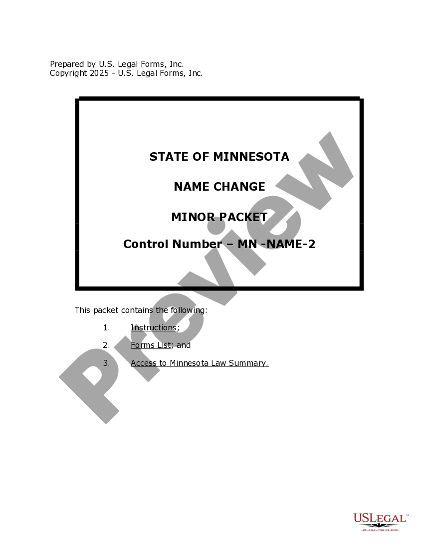 Minnesota Name Change Instructions And Forms Package For A Minor Name 