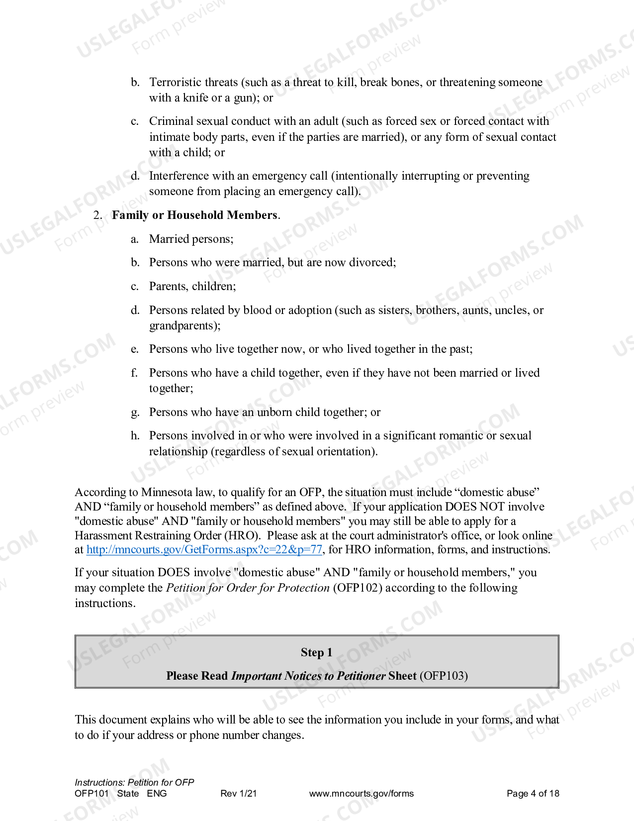 Minnesota Instructions to Apply for an Order for Protection | US Legal ...