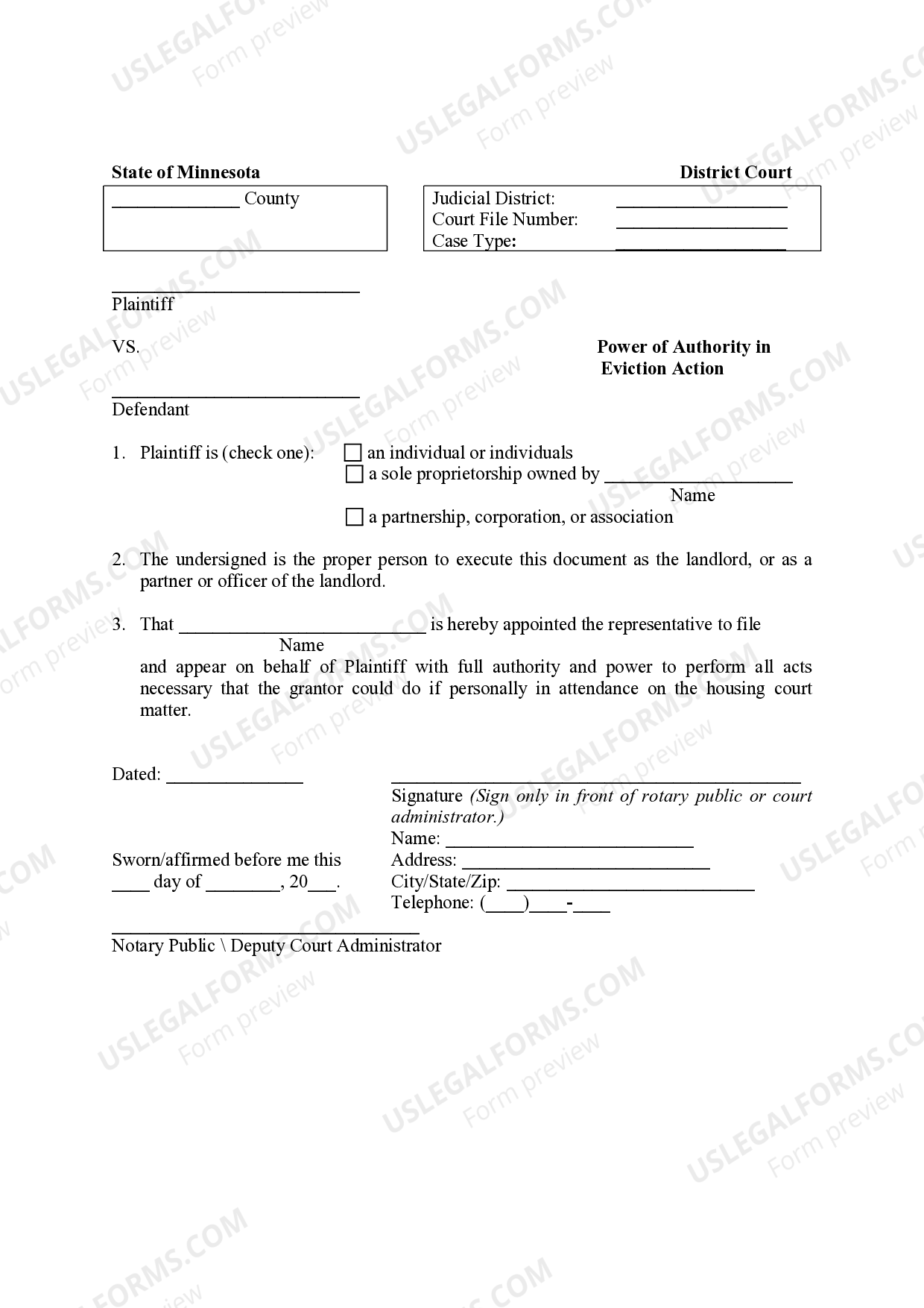 Minnesota Eviction Action Complaint Form Form | US Legal Forms