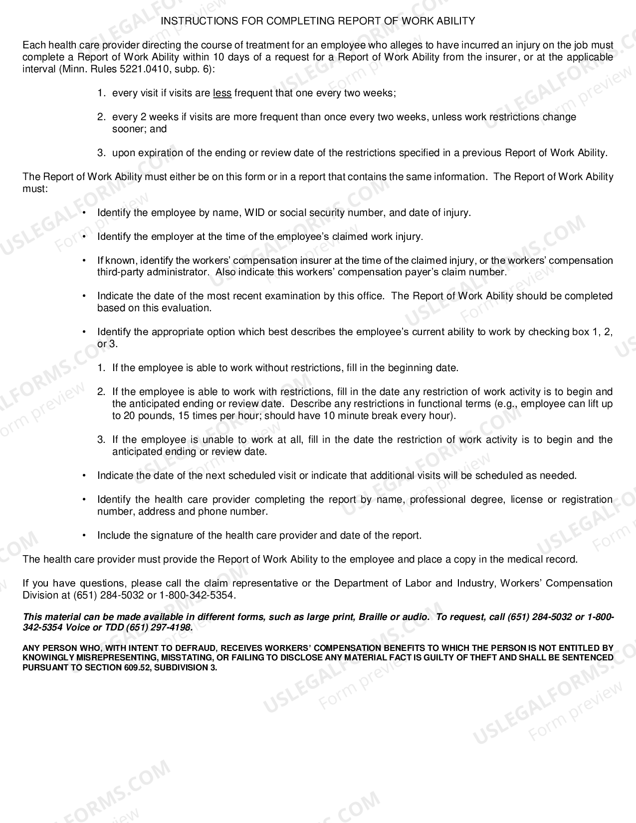 Minnesota Report of Work Ability for Workers' Compensation ...