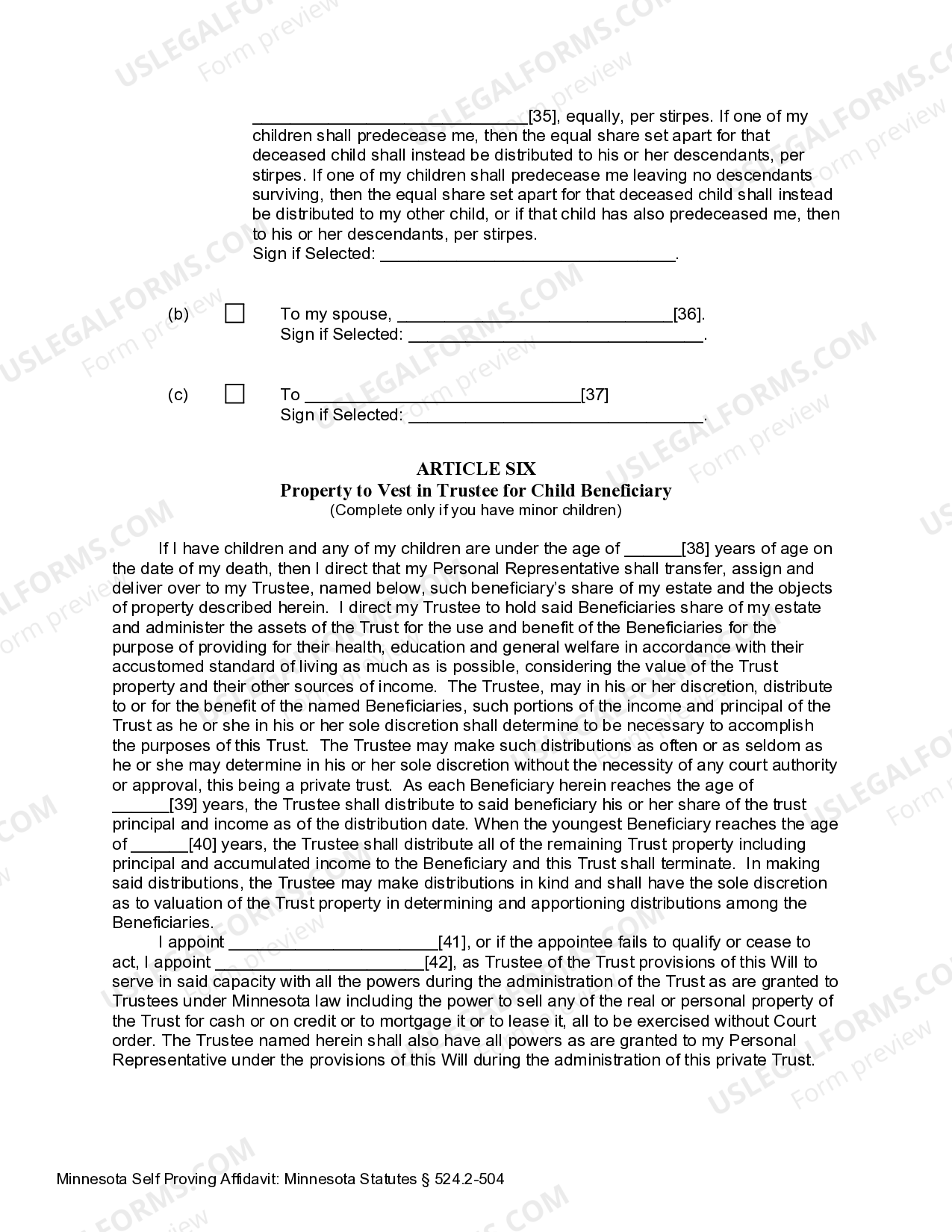 Minnesota Last Will and Testament for other Persons | US Legal Forms