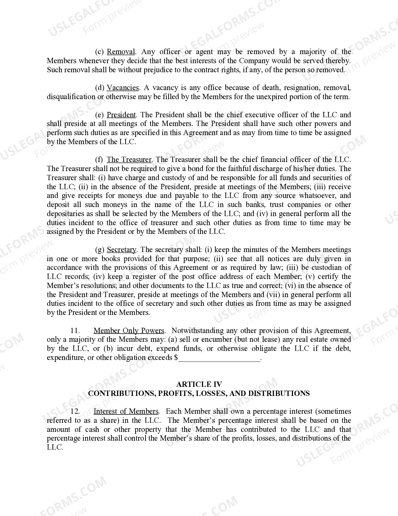 Missouri Limited Liability Company LLC Operating Agreement - Missouri ...