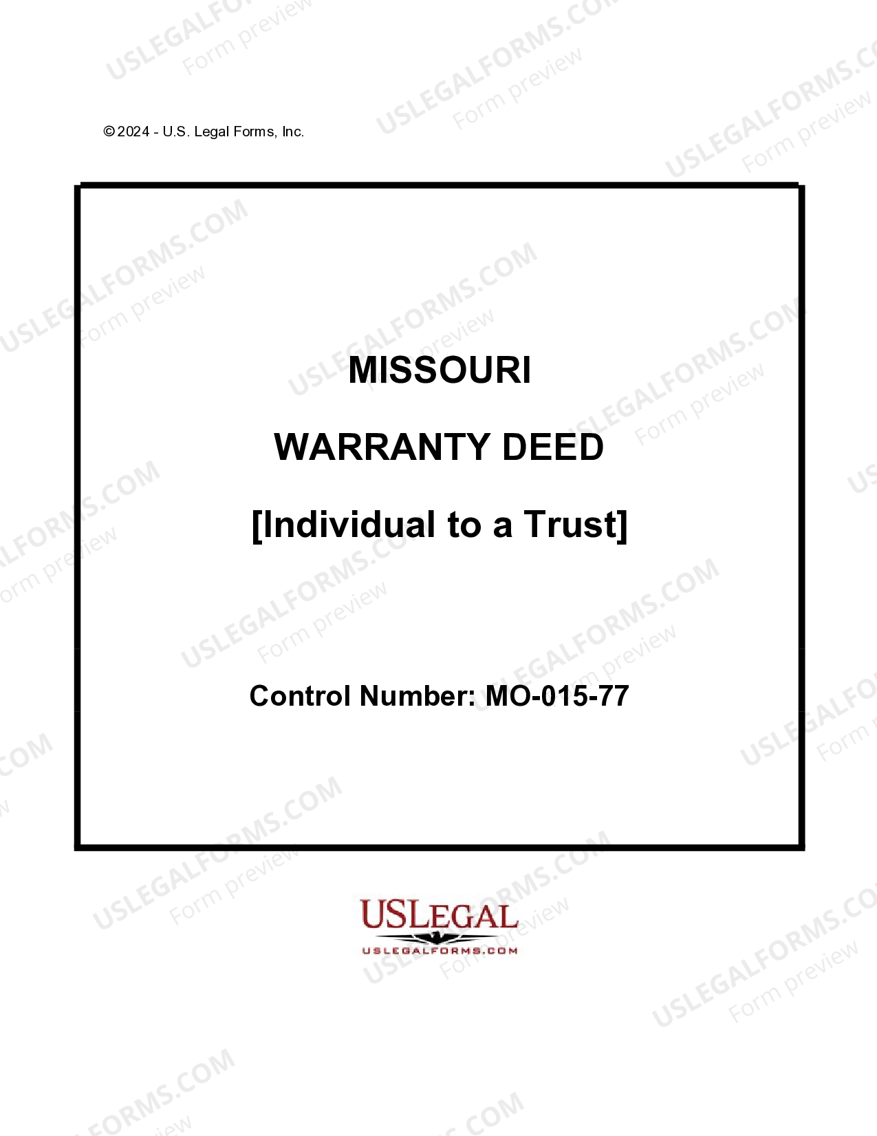 Missouri Warranty Deed from Individual to a Trust - Missouri Deed Of Trust Form | US Legal Forms