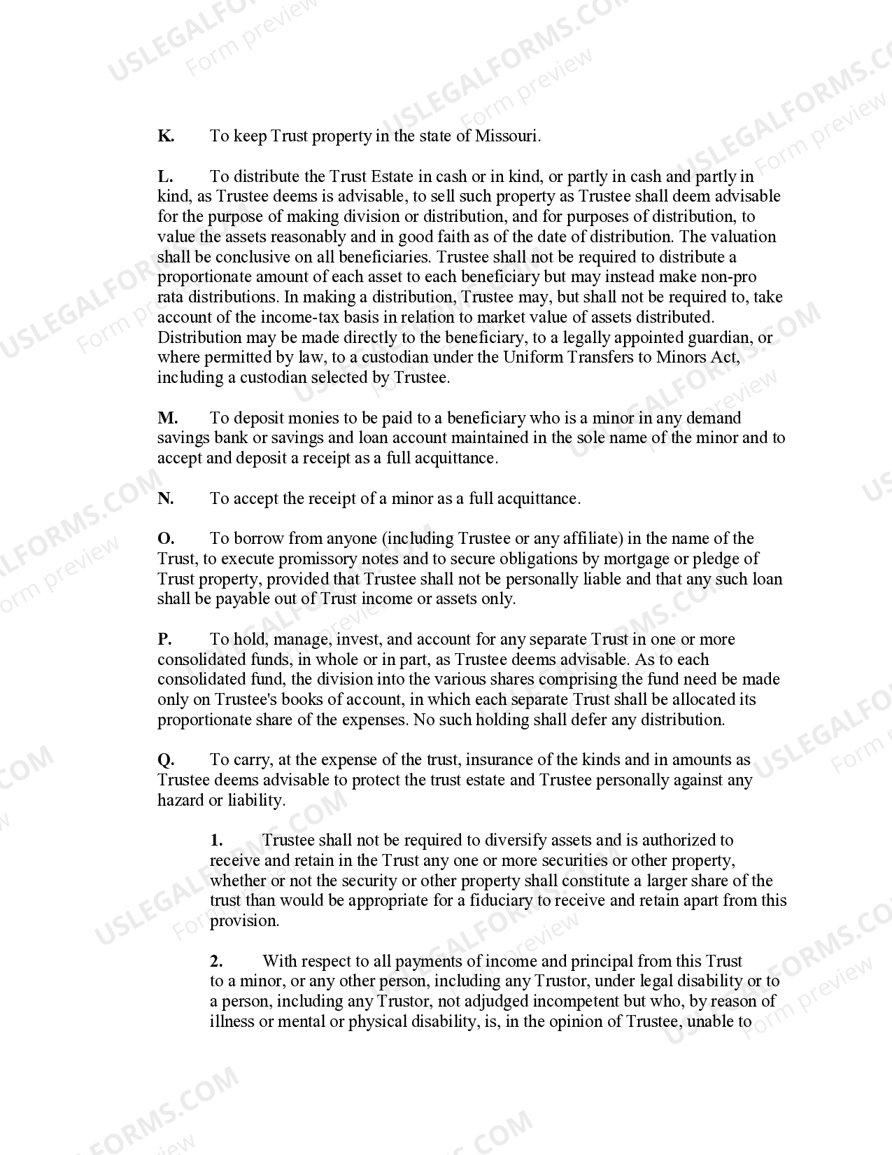 Irrevocable Trust With Spendthrift Provision