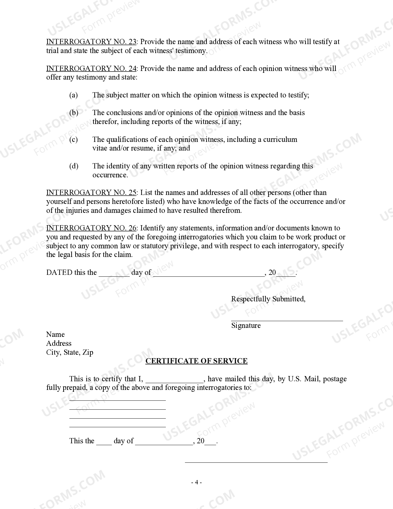 Missouri Interrogatories to Defendant for Motor Vehicle Accident | US ...