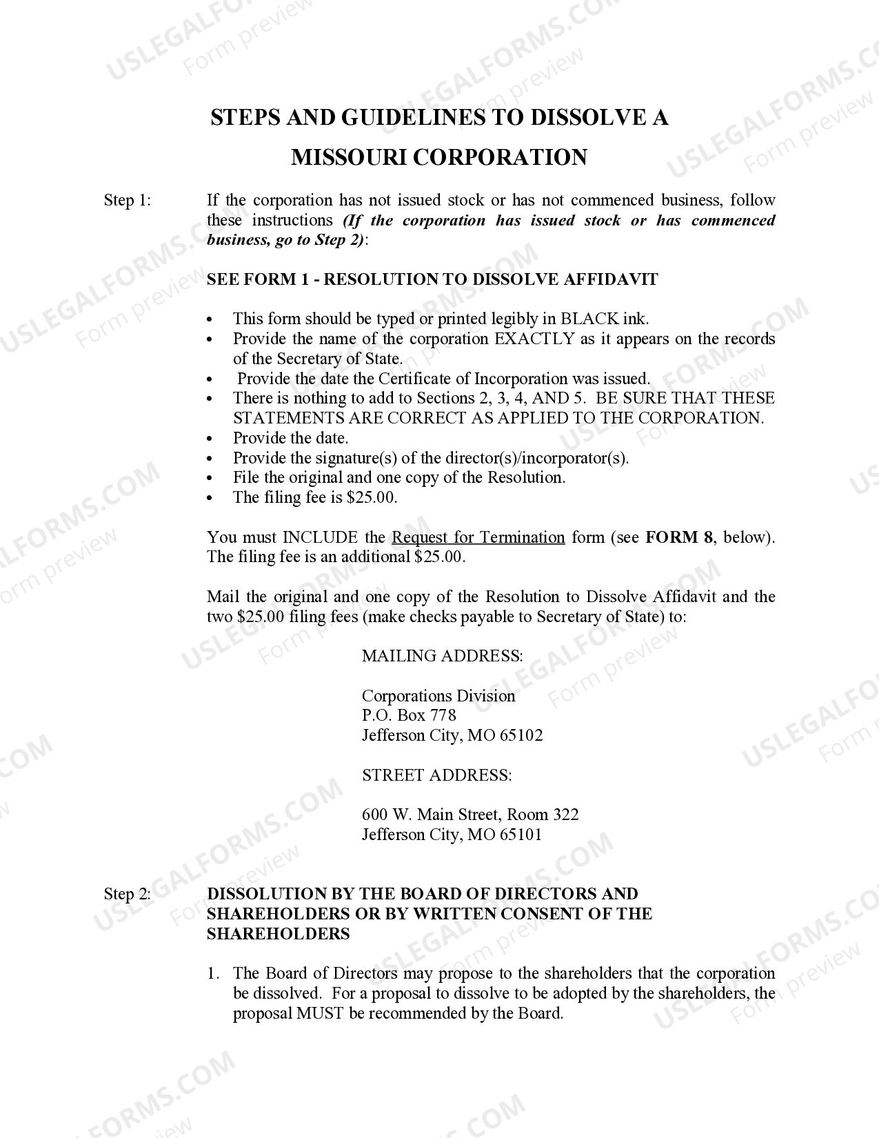 Missouri Dissolution Package to Dissolve Corporation - How To Dissolve ...