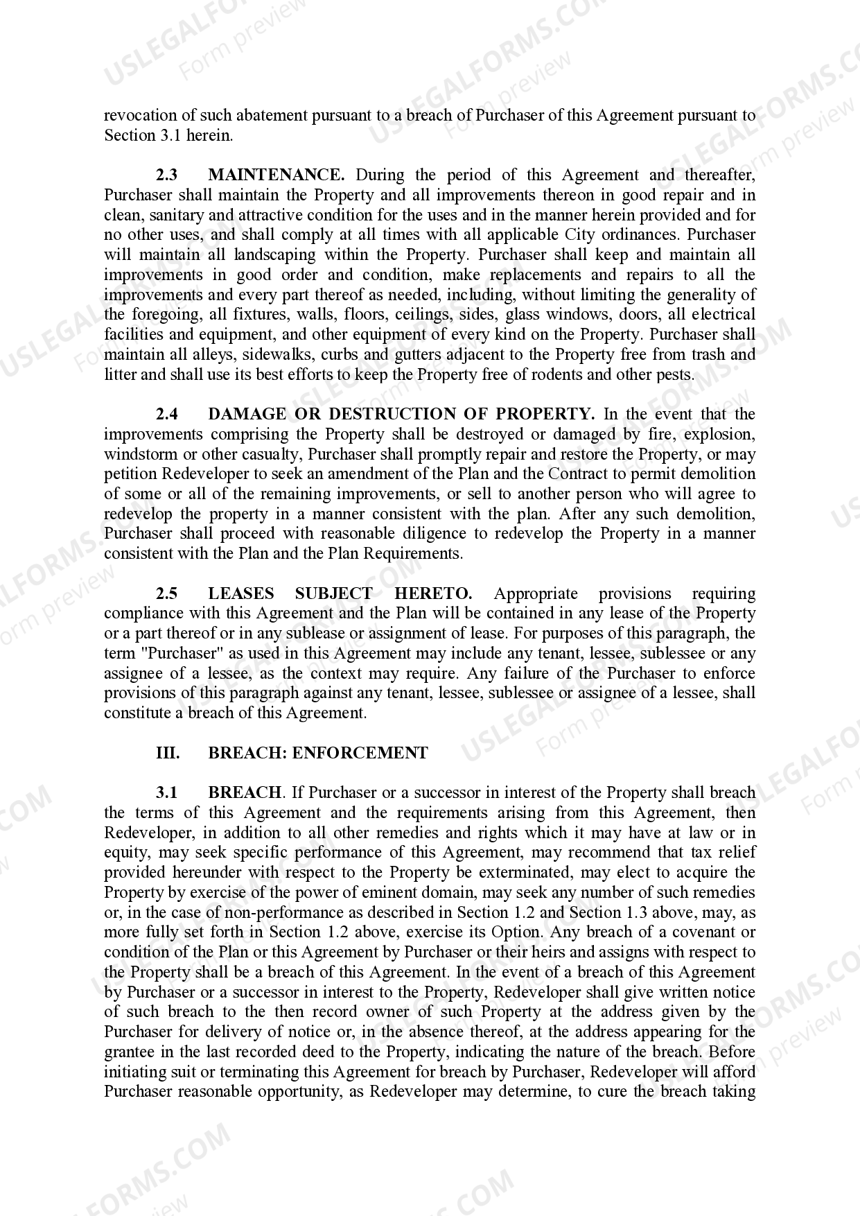 Missouri Parcel Area Development Agreement | US Legal Forms
