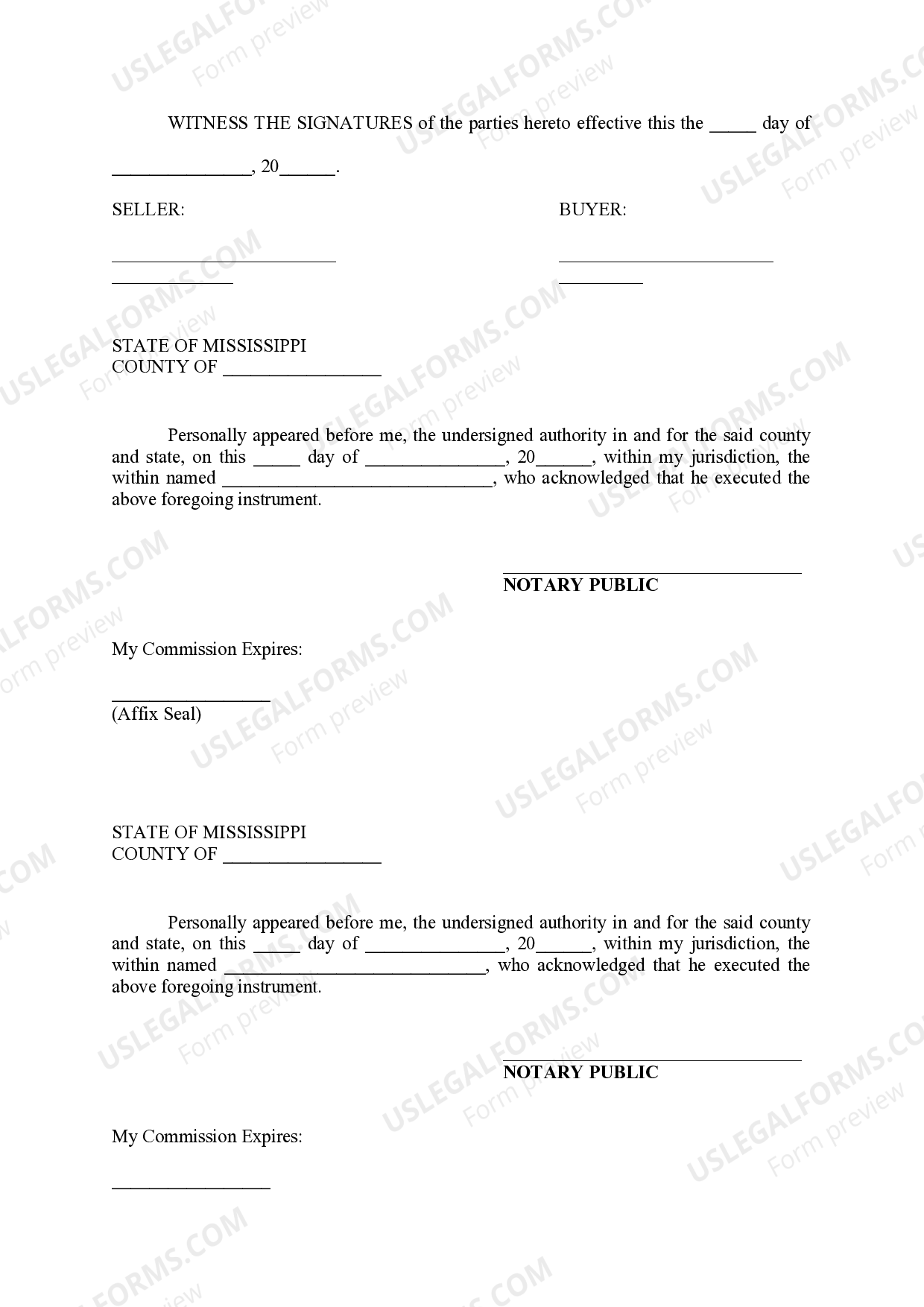 Mississippi Memorandum of Right of First Refusal Agreement - First ...