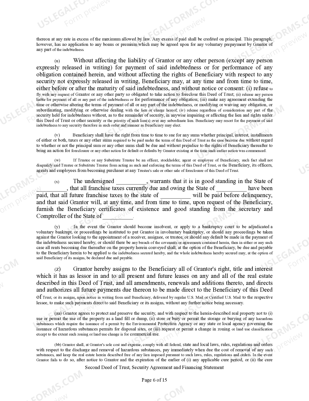 Mississippi Second Deed of Trust, Security Agreement - Second Deed Of ...