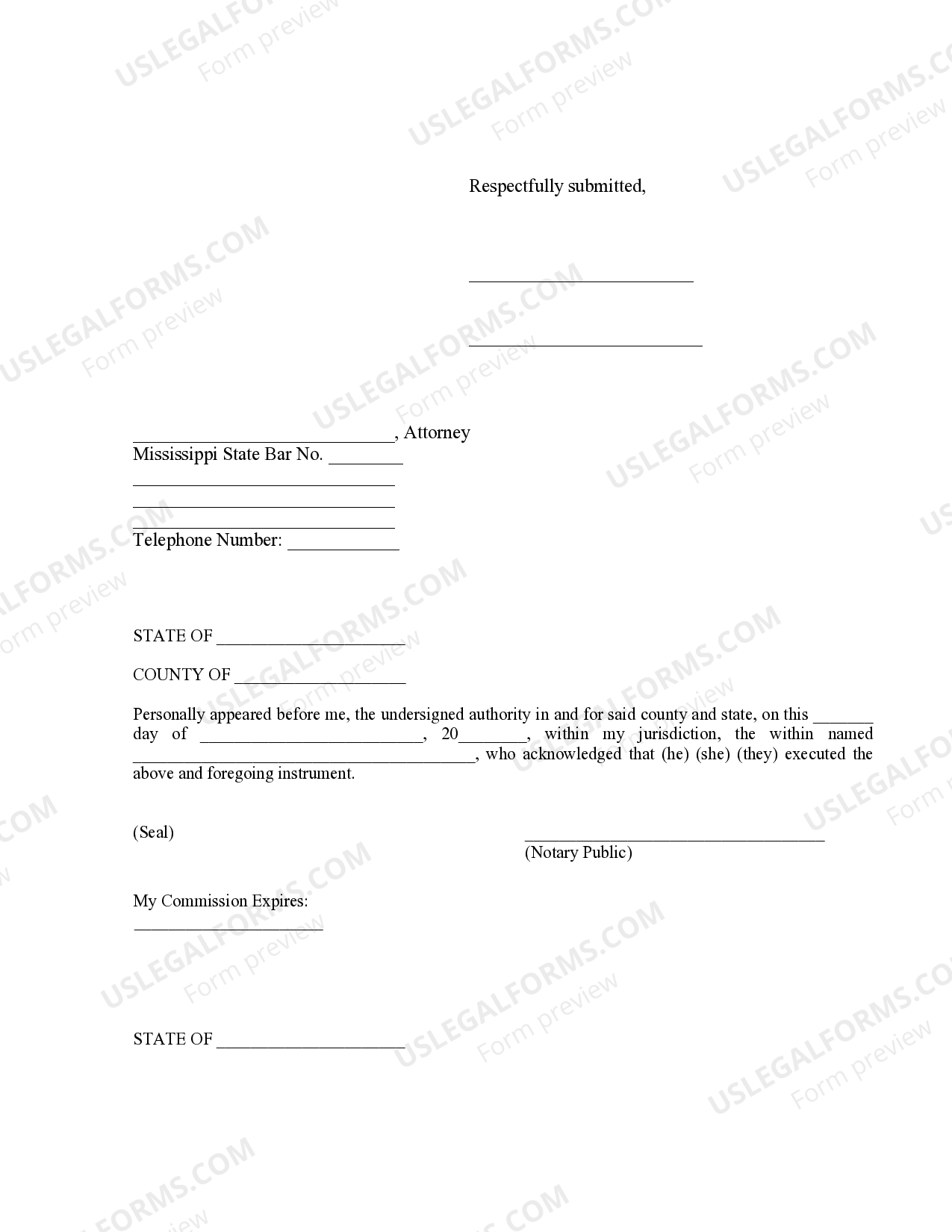 Mississippi Petition for Appointment of Successor Trustee - Sample ...