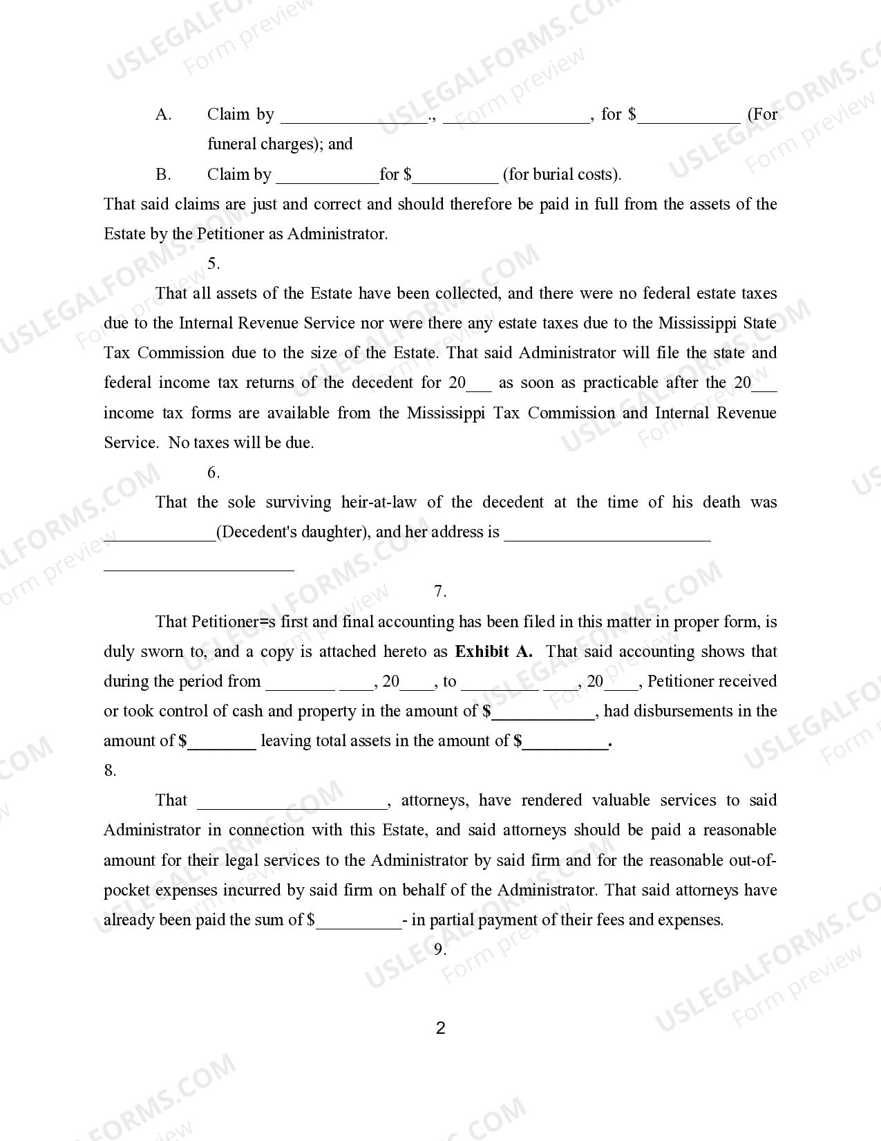 Mississippi Petition for Approval of Final Accounting and Discharge of ...