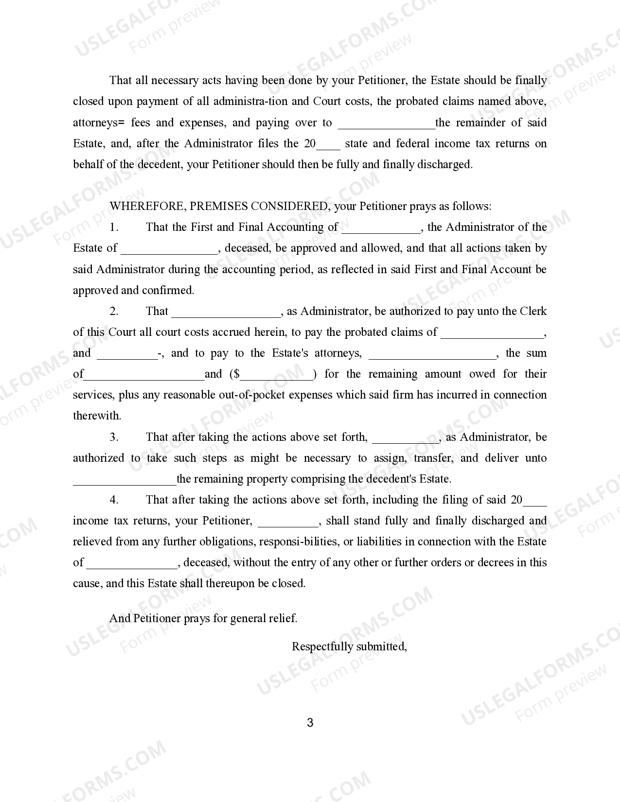 Mississippi Petition for Approval of Final Accounting and Discharge of ...