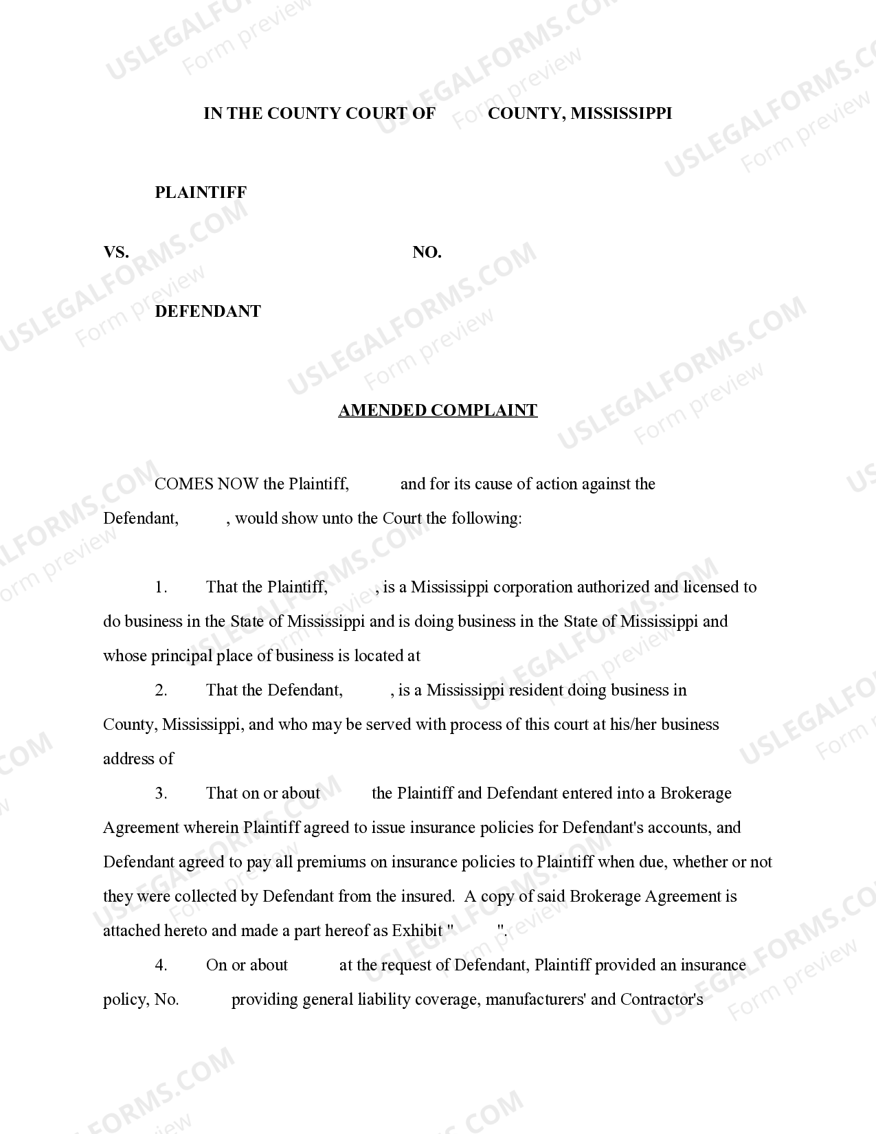 Mississippi Amended Complaint | US Legal Forms