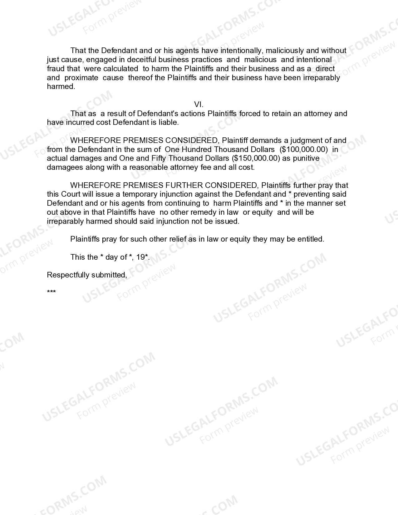 Mississippi Complaint for Defamation, Fraud - Mississippi Fraud | US ...