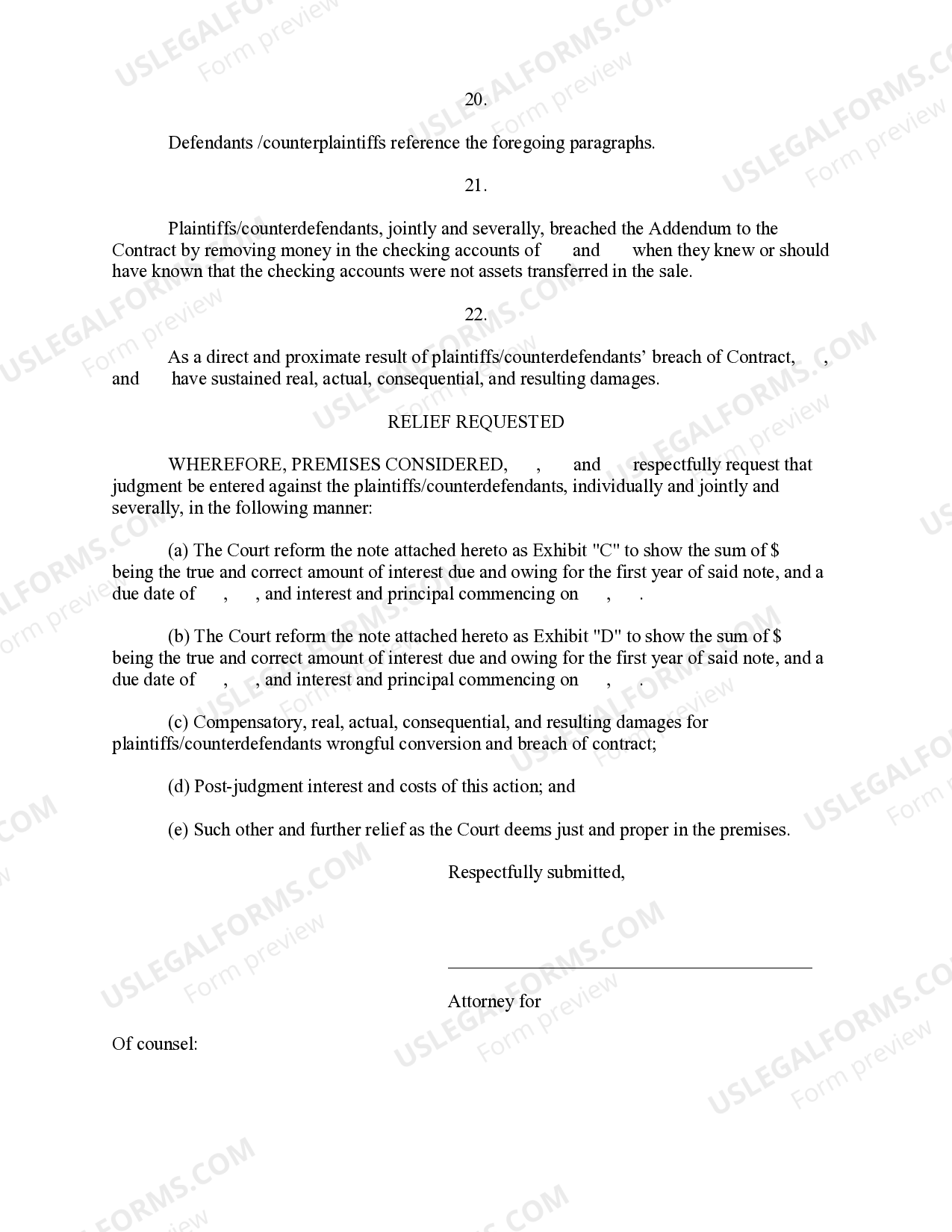 Mississippi Answer and Counterclaim | US Legal Forms