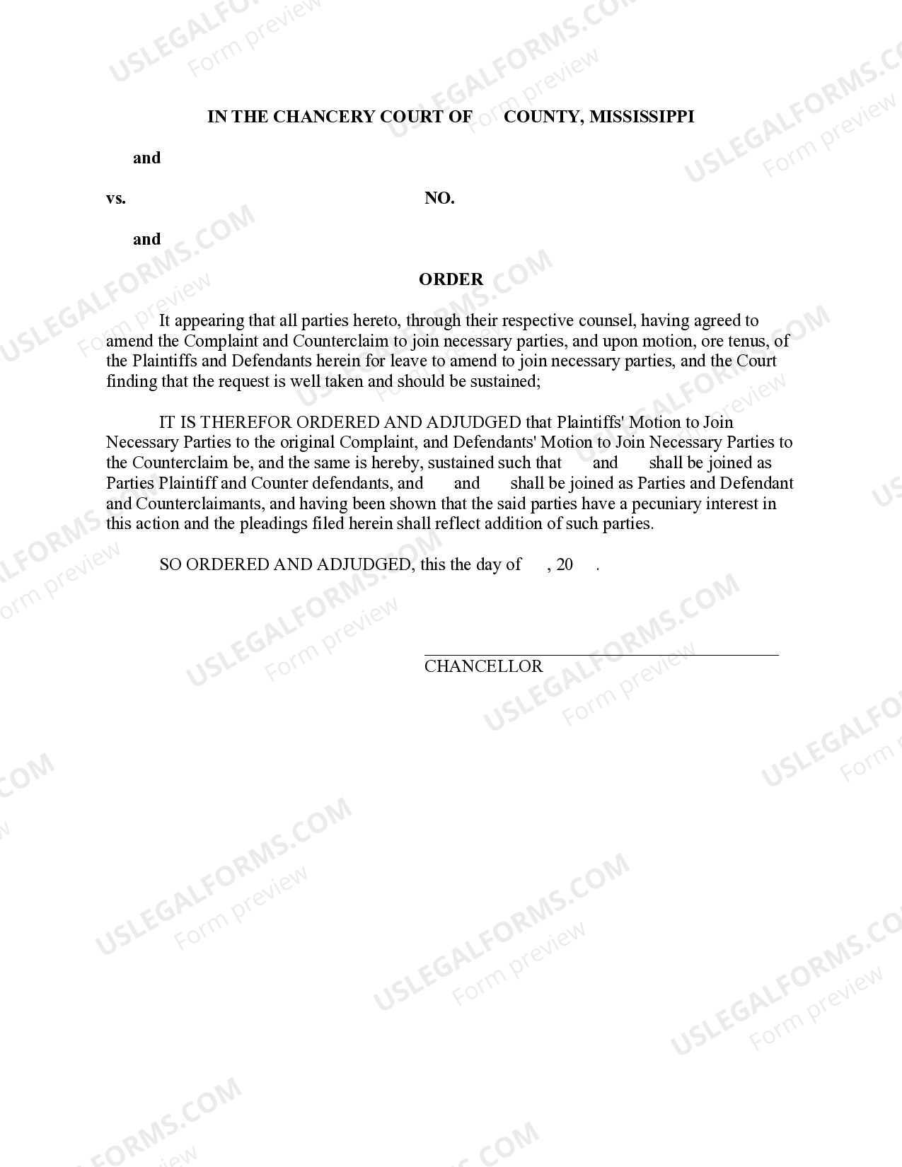 Mississippi Order granting Motion to Join Necessary Parties - Granting ...