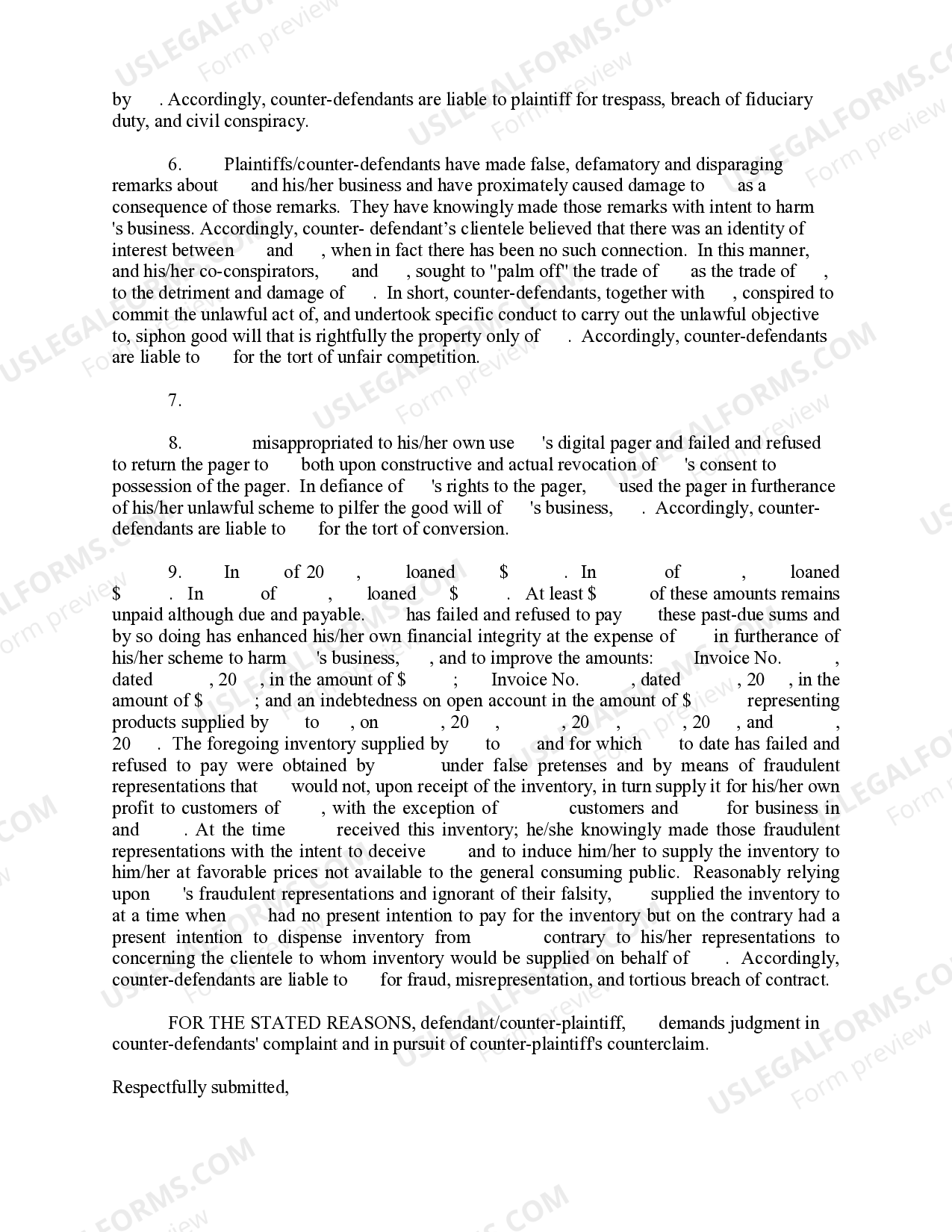 Mississippi Answer and Counterclaim | US Legal Forms