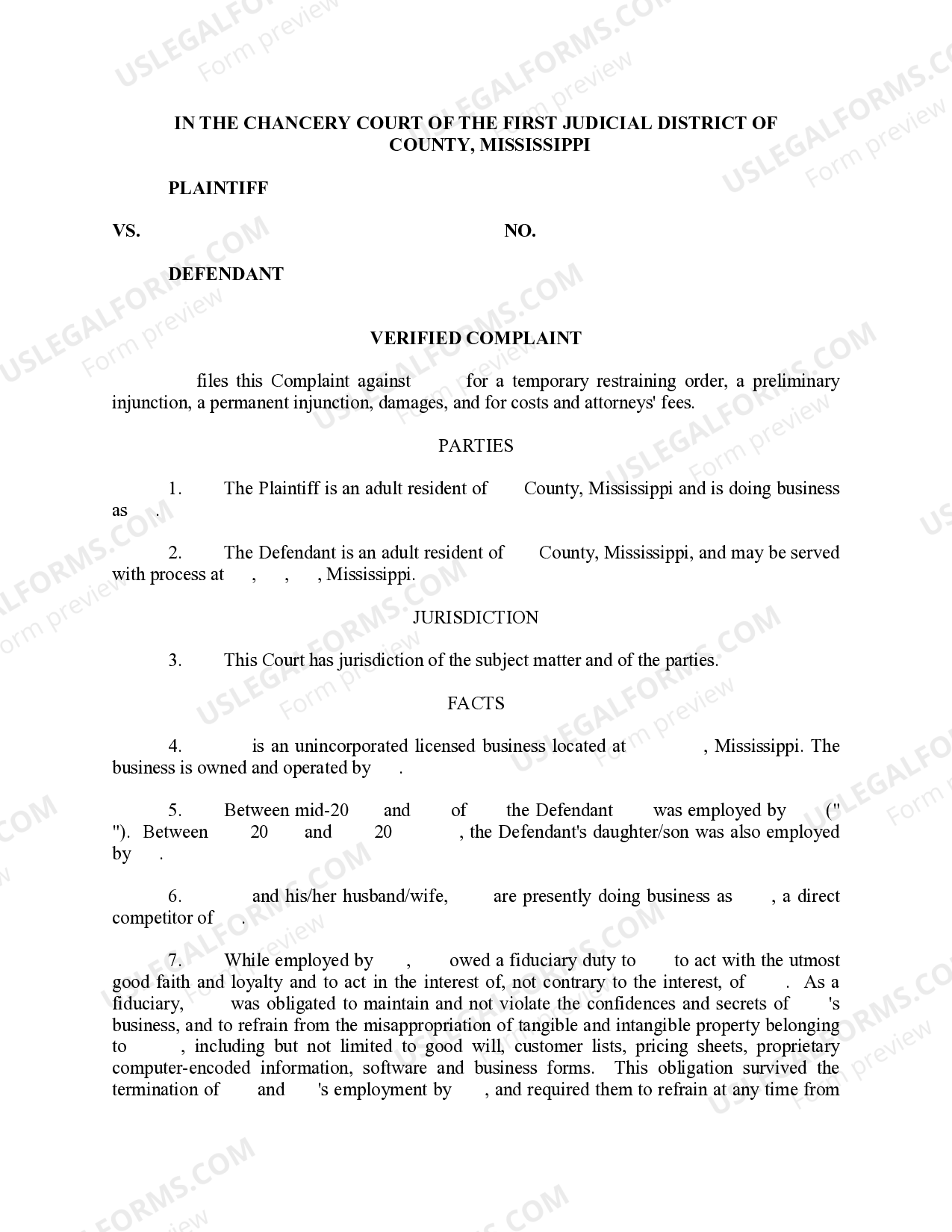 Mississippi Verified Complaint | US Legal Forms