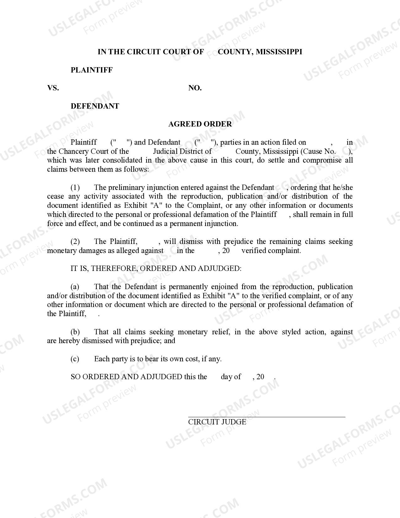 Mississippi Agreed Order - Agreed Order | US Legal Forms