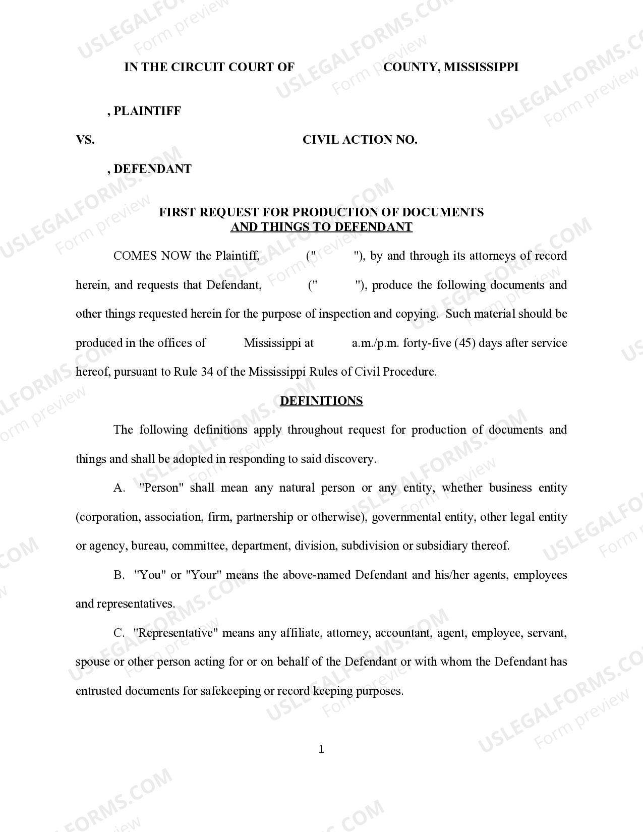 Mississippi First Request for Production of Documents and Things to ...