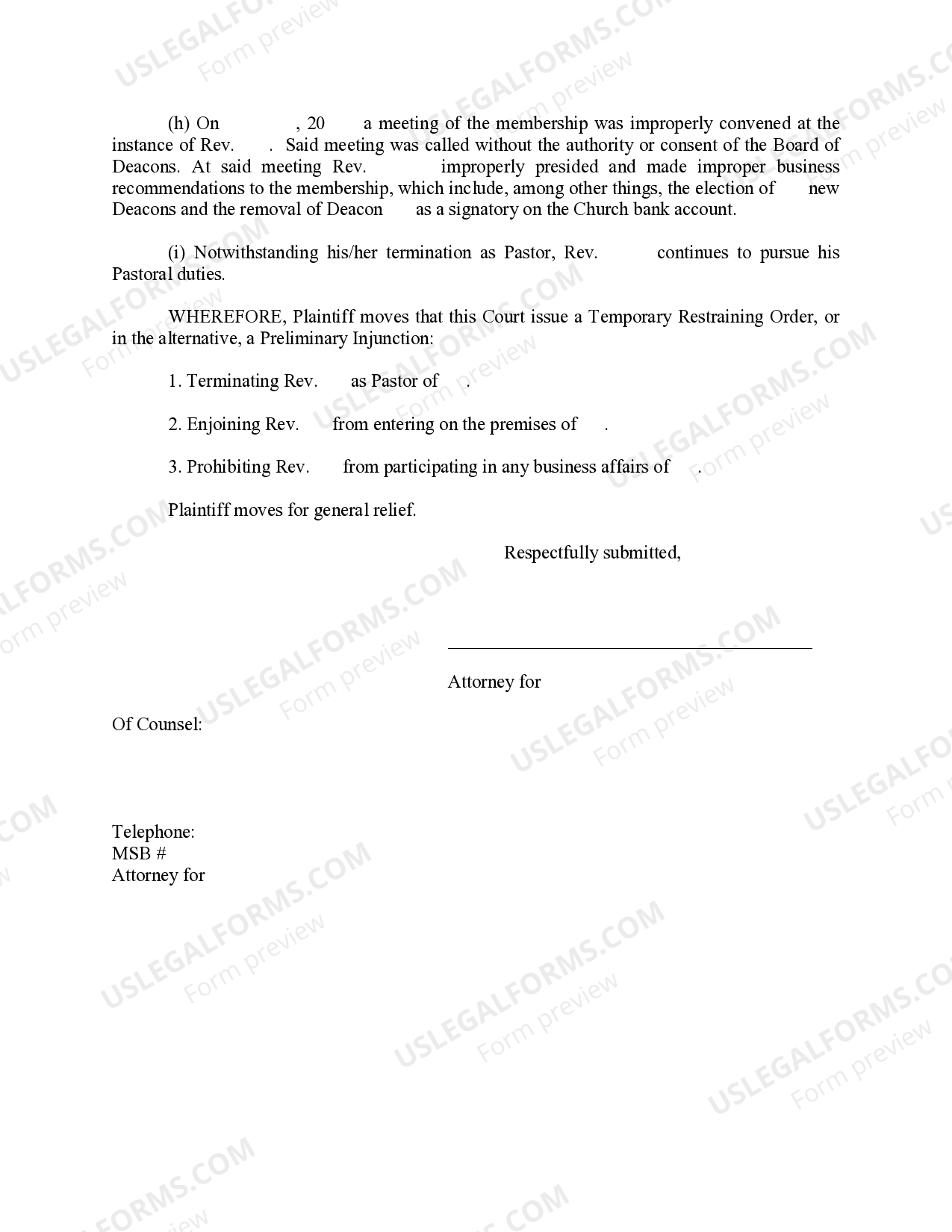 Mississippi Motion for Temporary Restraining Order and / or Preliminary Injunction - Mississippi ...