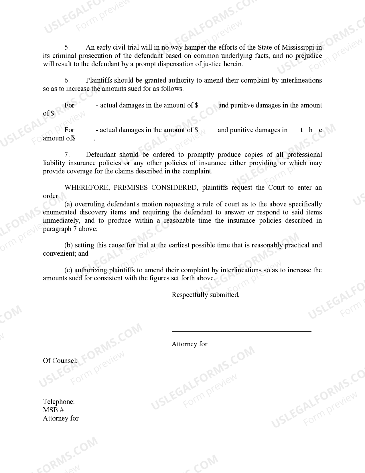 Mississippi Response to Motion - Response Motion | US Legal Forms