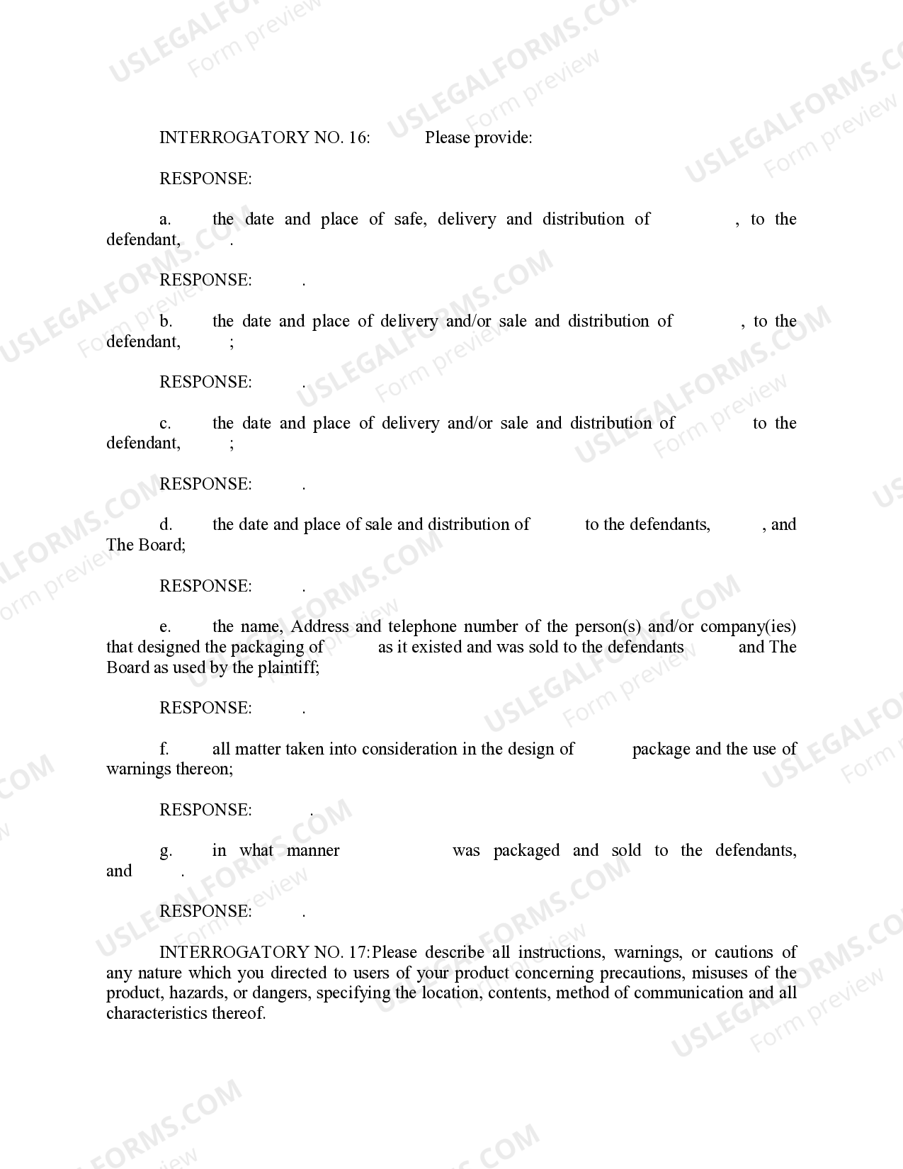 Mississippi Defendant's Response to Interrogatories | US Legal Forms