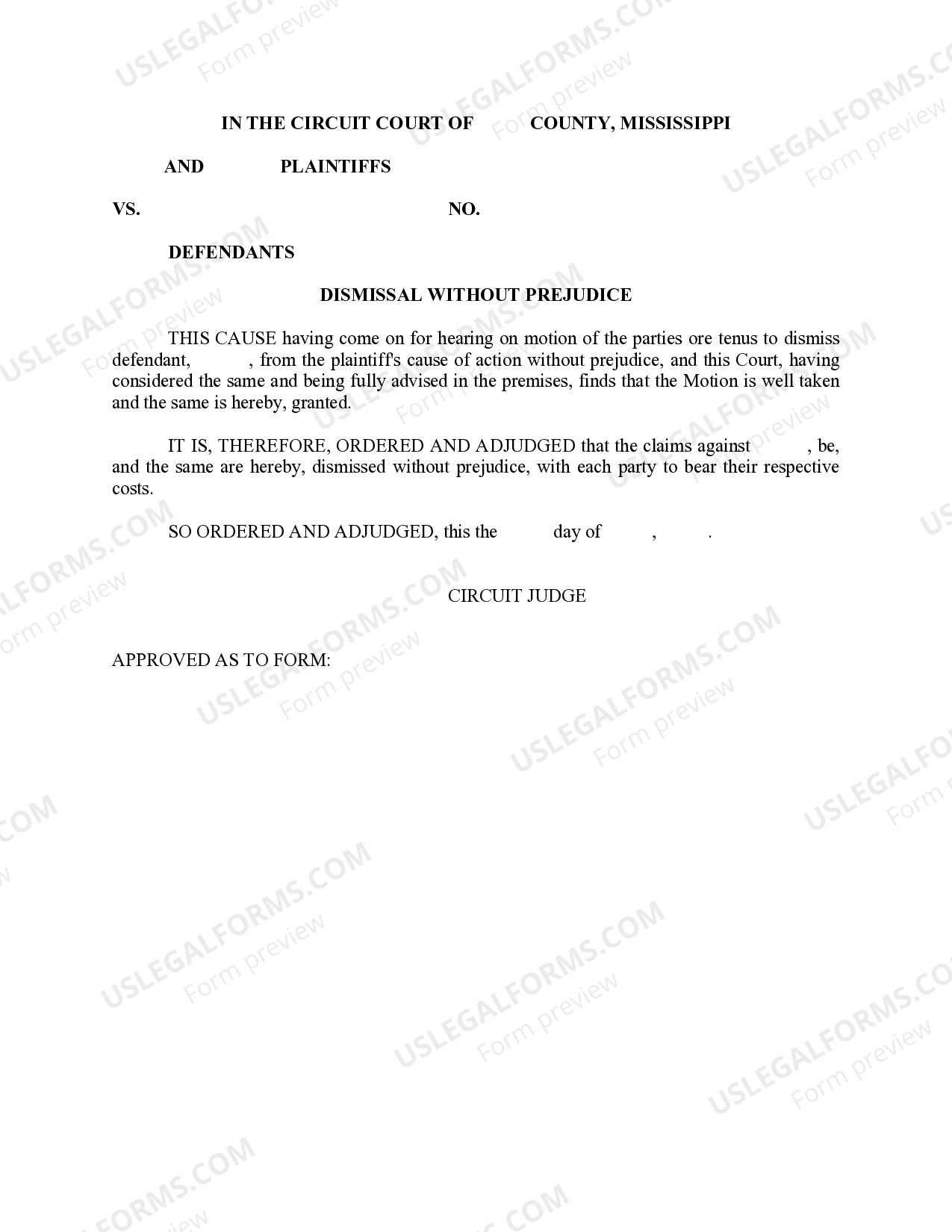 Mississippi Response to Plaintiff's Motion to Quash | US Legal Forms