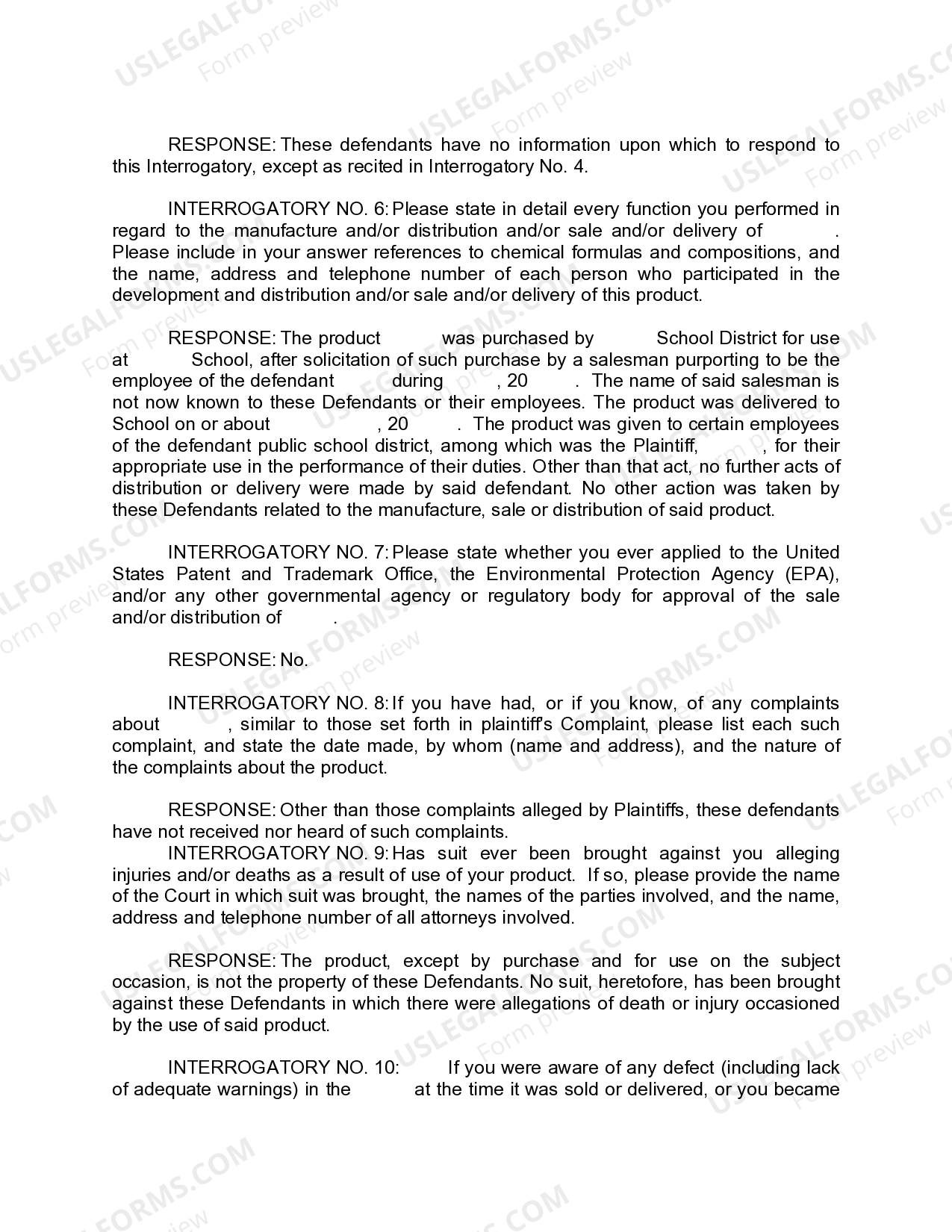 Mississippi Defendant's Response to Interrogatories | US Legal Forms