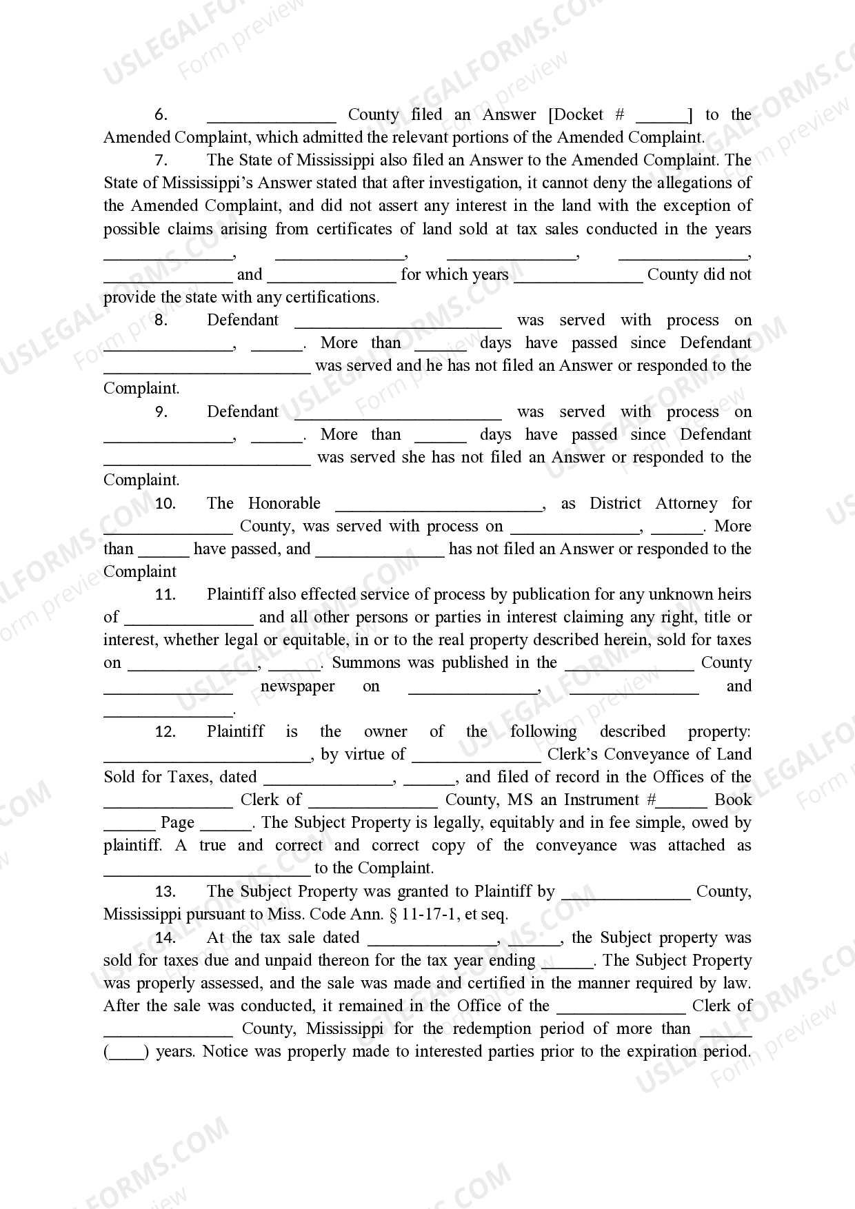 Mississippi Final Judgment Confirming Tax Title | US Legal Forms