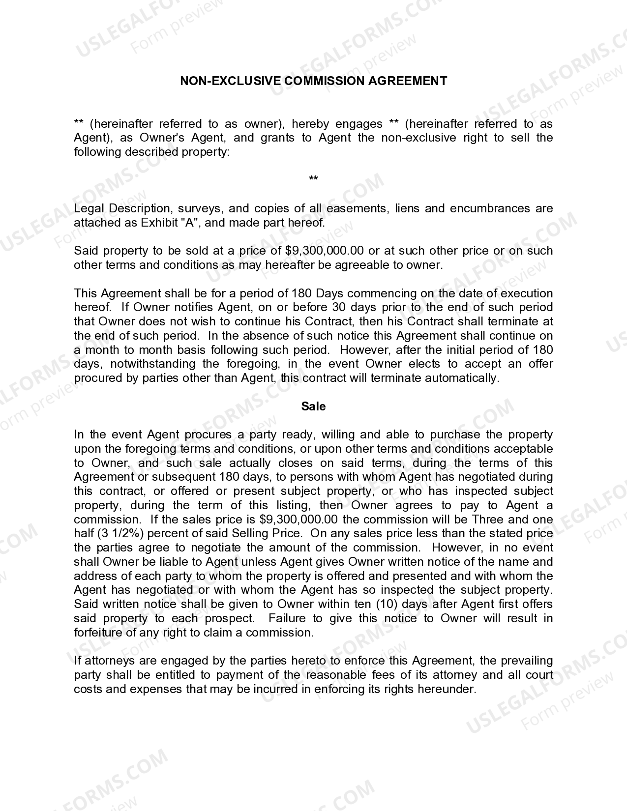 Commission With Draw Agreement | US Legal Forms