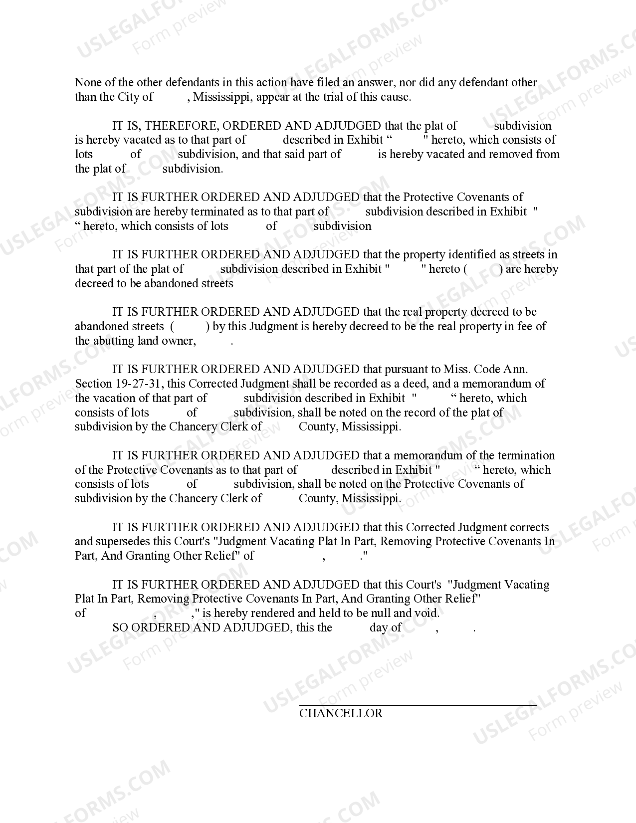 Mississippi Order Correcting Final Judgment | US Legal Forms