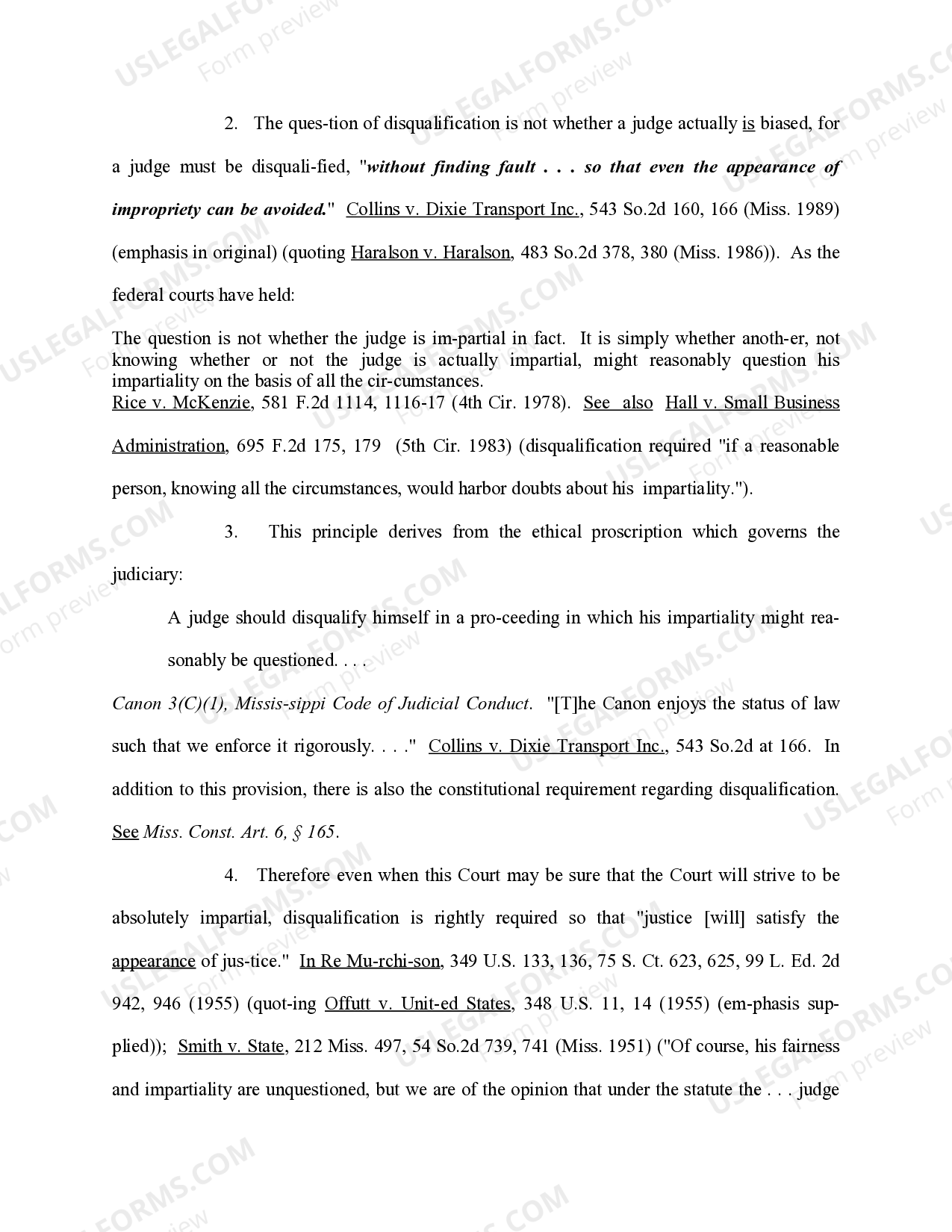 Mississippi Motion for Disclosure of Any Possible Basis of Judicial ...