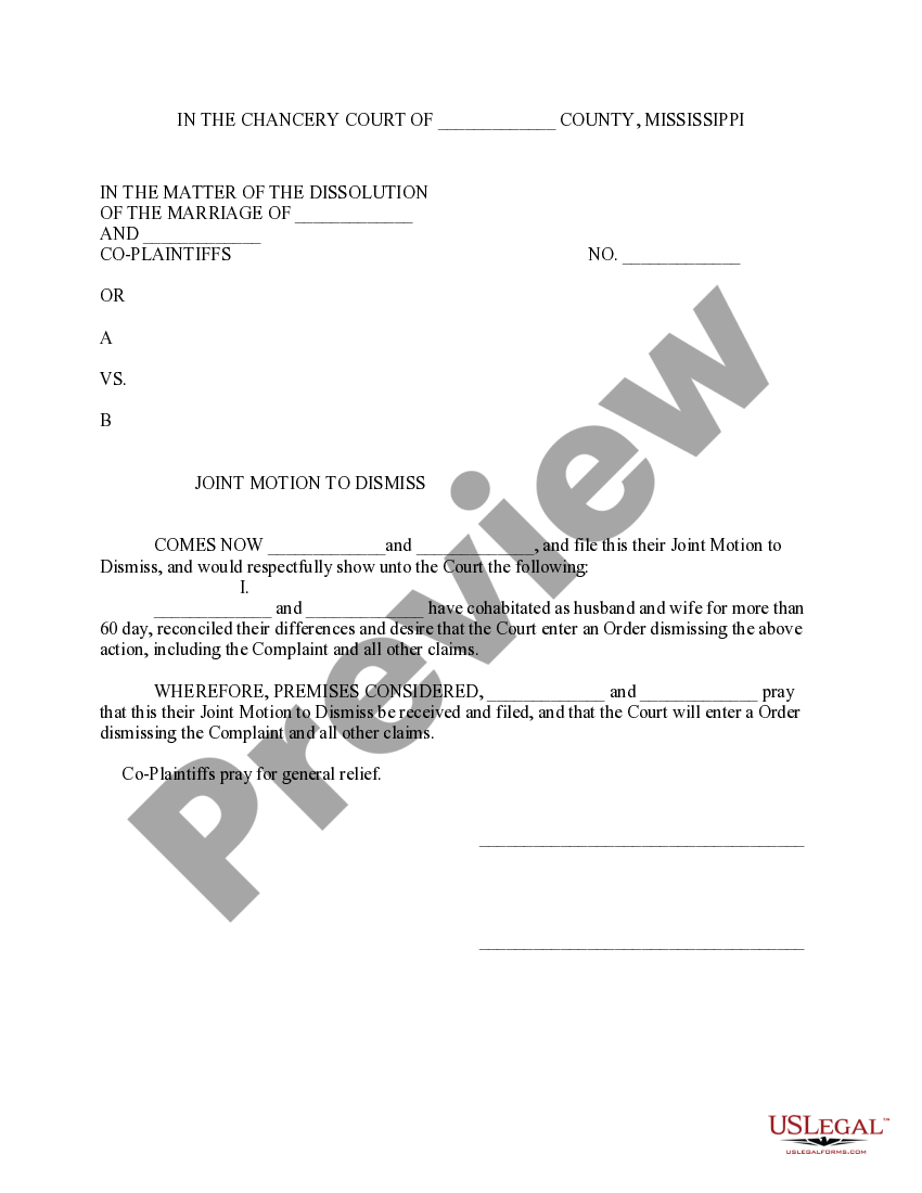 File A Dismissal Form For Divorce US Legal Forms