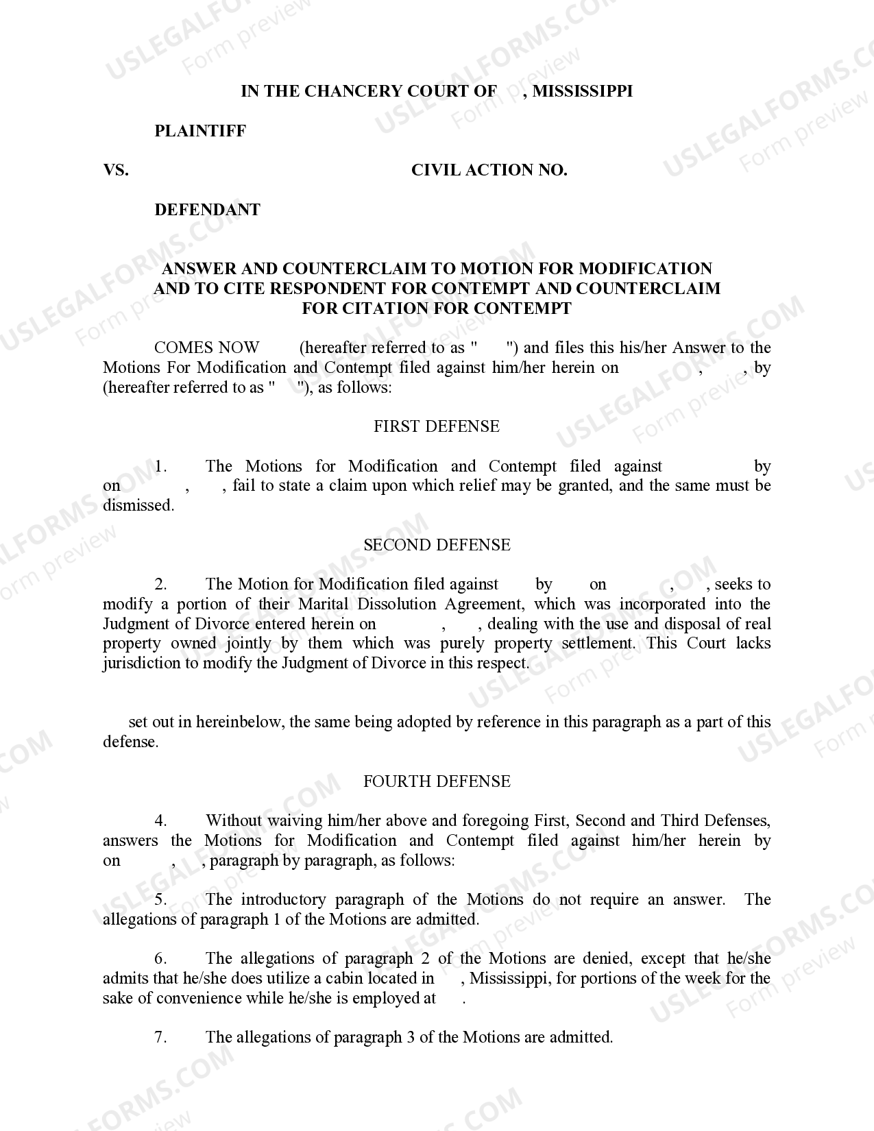 Mississippi Answer to Motion for Modification and to Cite Respondent ...