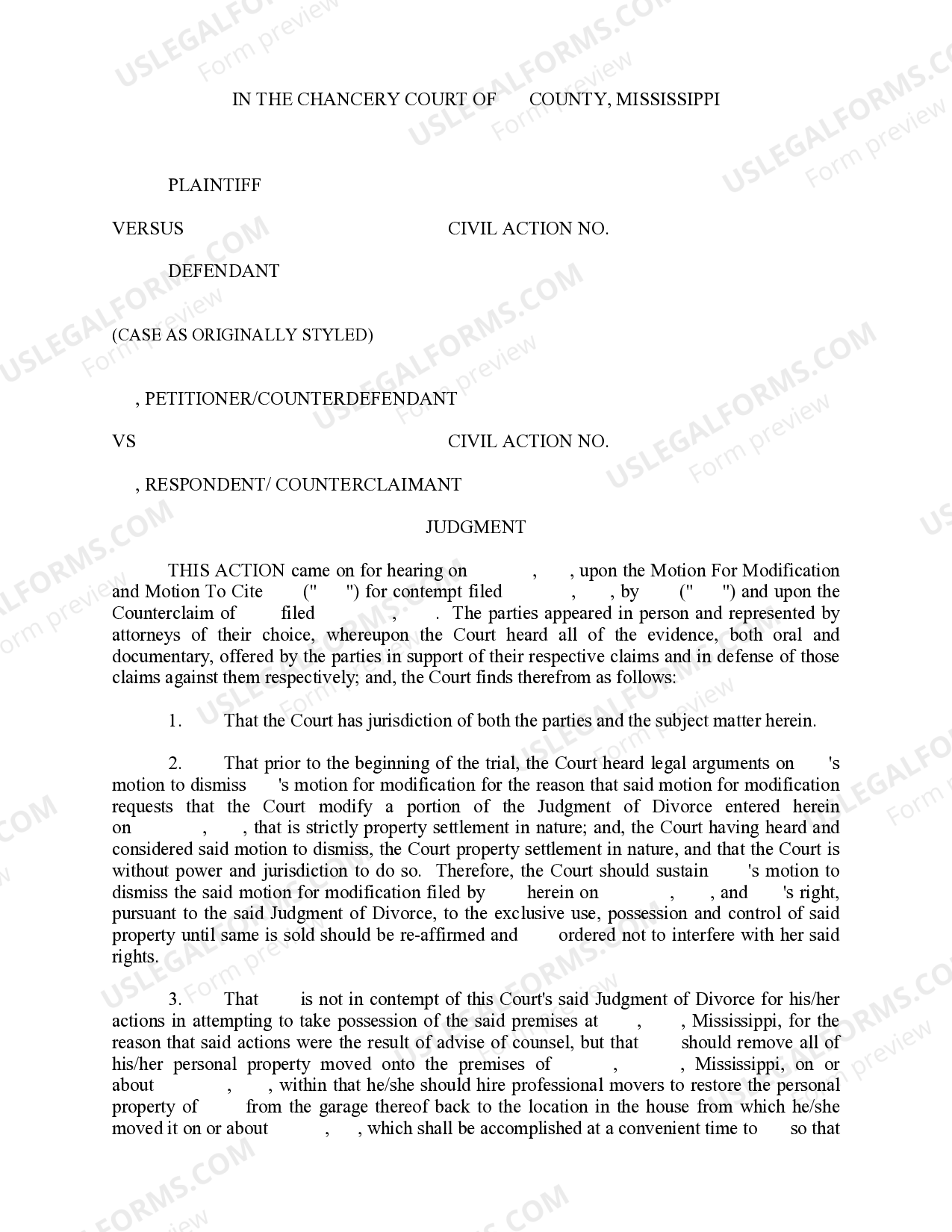Mississippi Judgment | US Legal Forms
